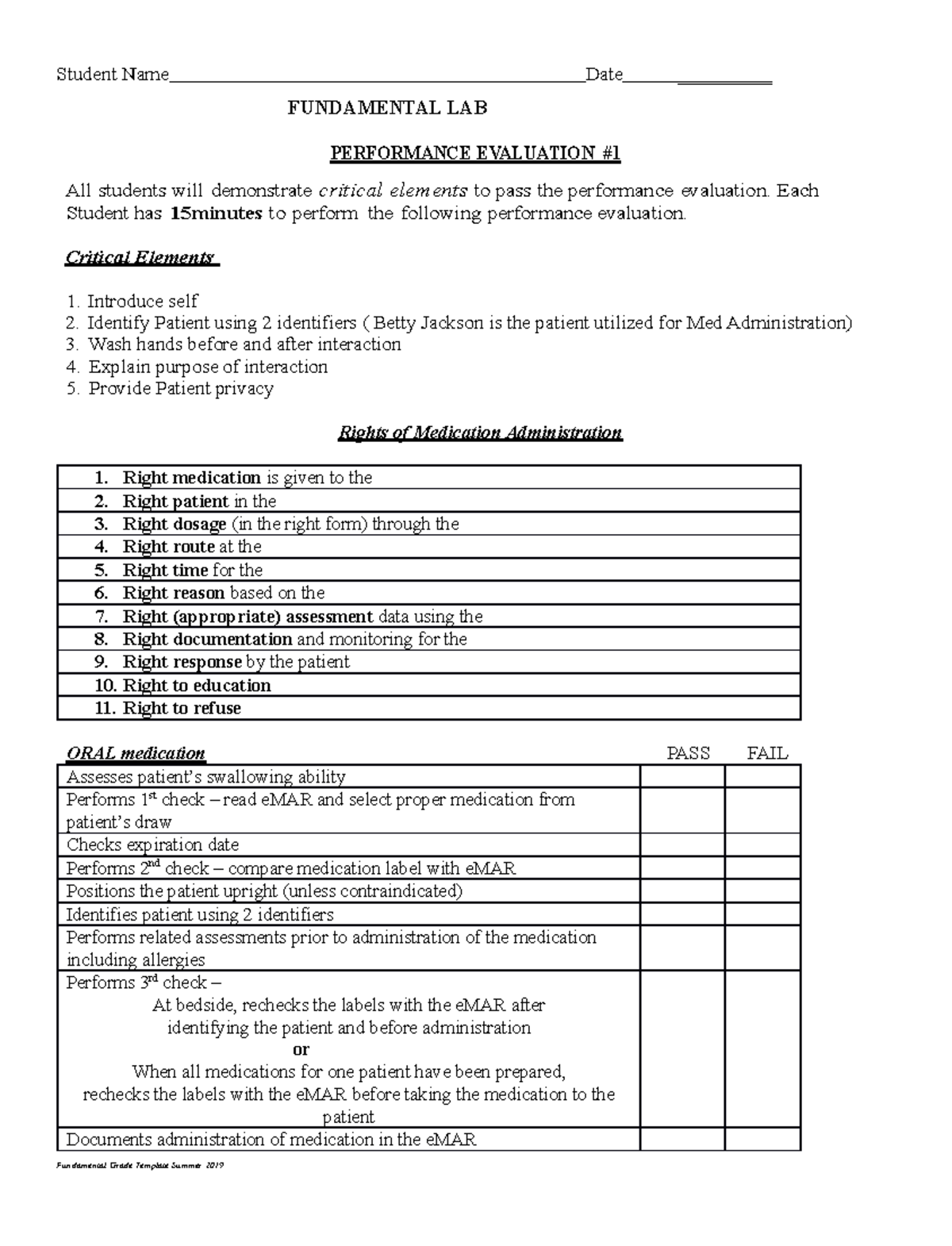 Fundamentals Lab mid term evaluation checklist #1 - Student Name Date ...