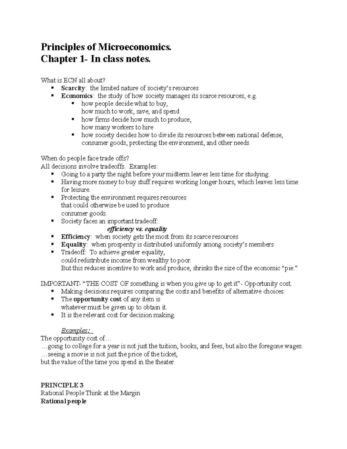 Ecn 201 - Lecture notes Chapter 1. - Principles of Microeconomics ...