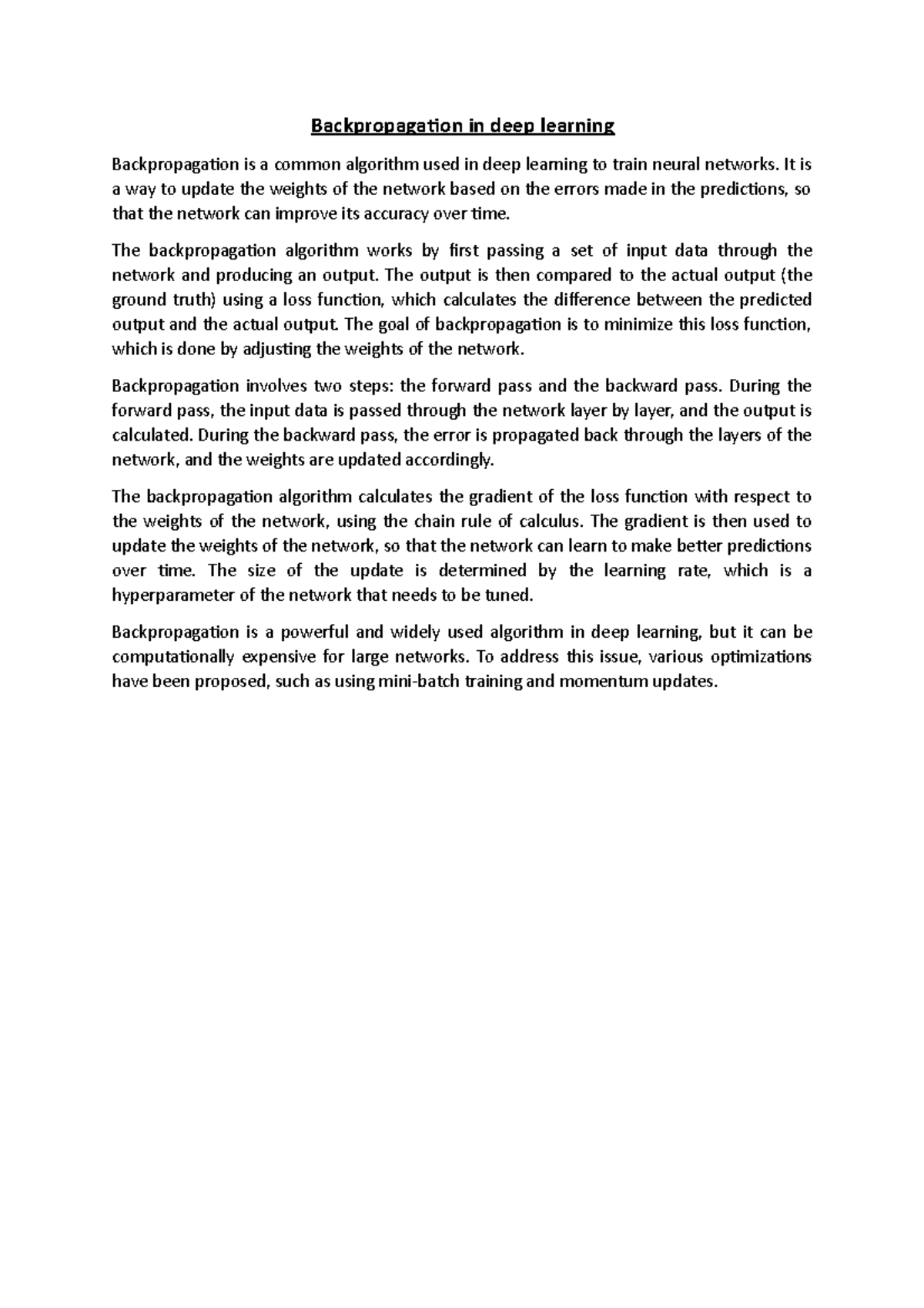 Backpropagation In Deep Learning Backpropagation In Deep Learning Backpropagation Is A Common