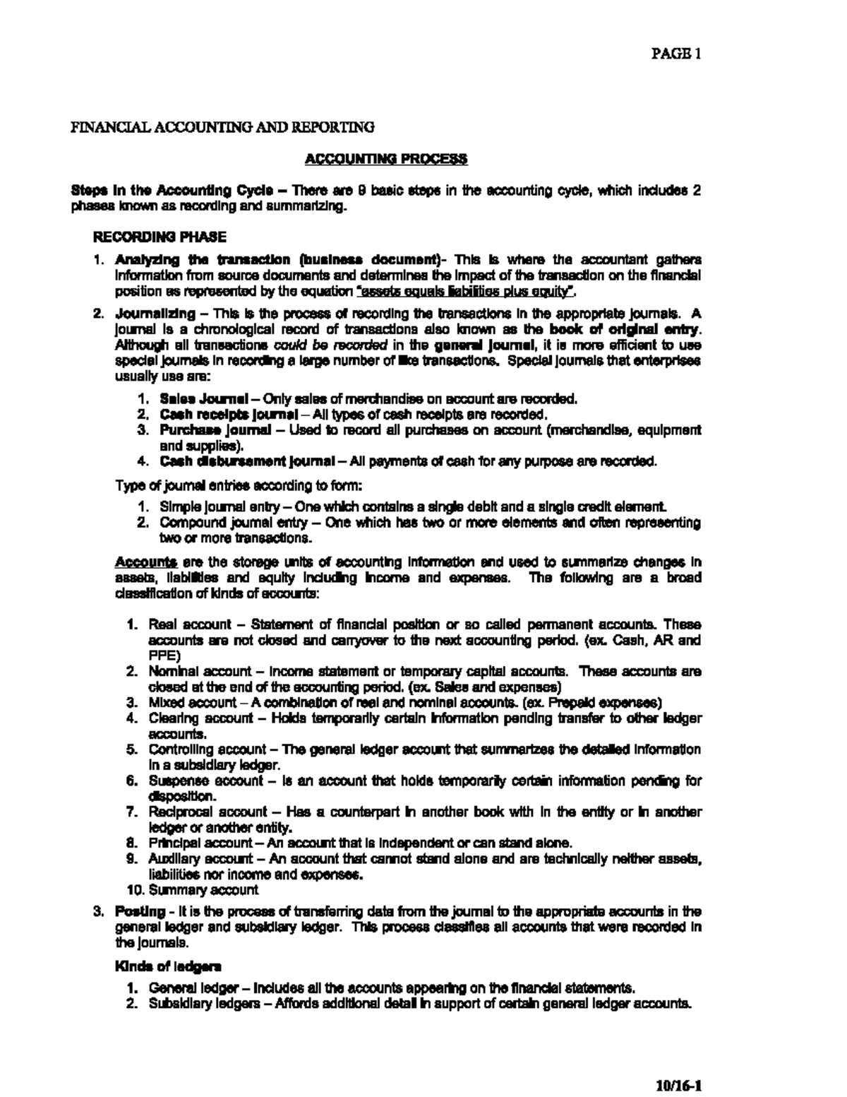 Accounting Process notes - Accountancy - Studocu