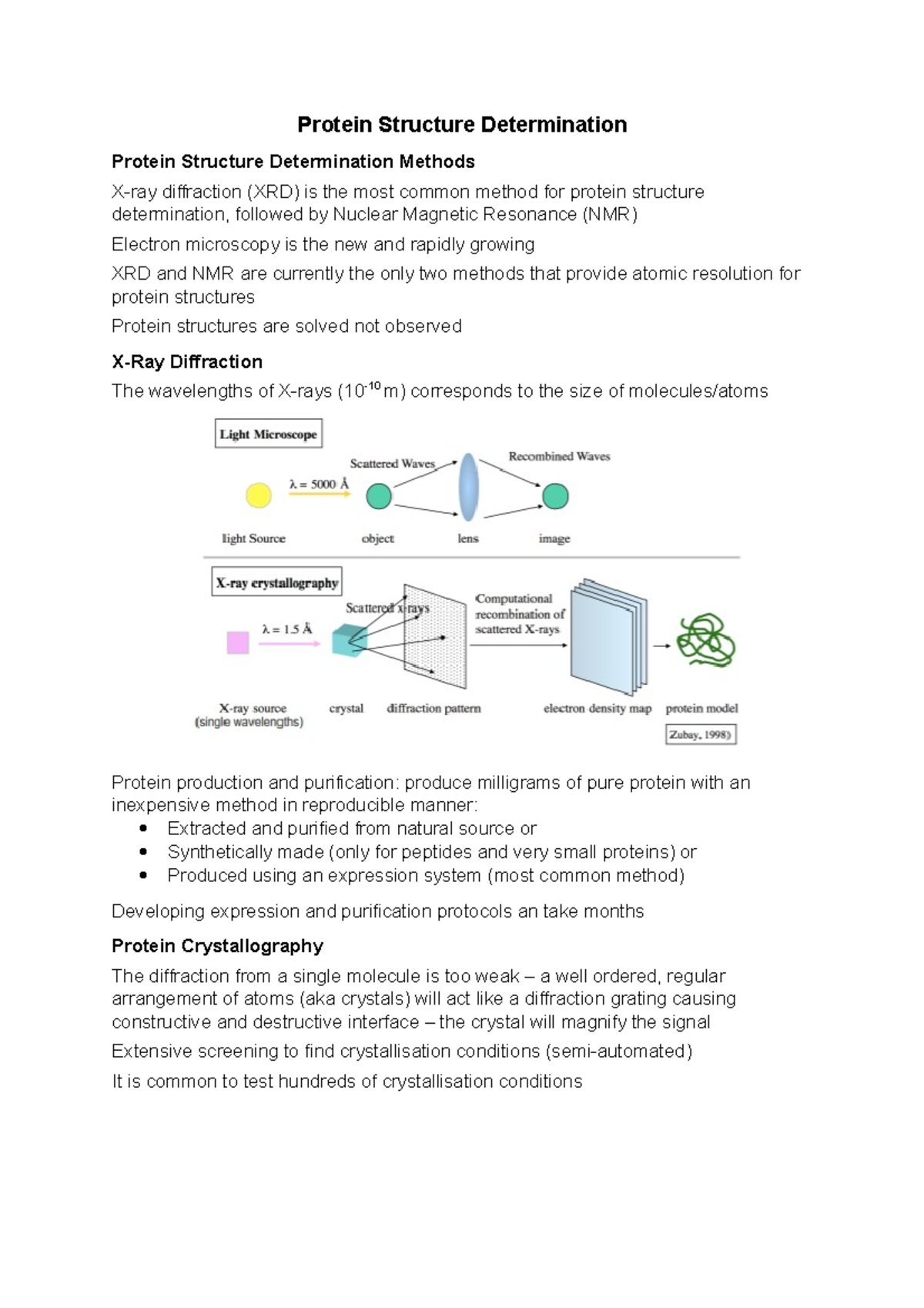 Protein Structure Determination - Rather a set of structures (approx ...