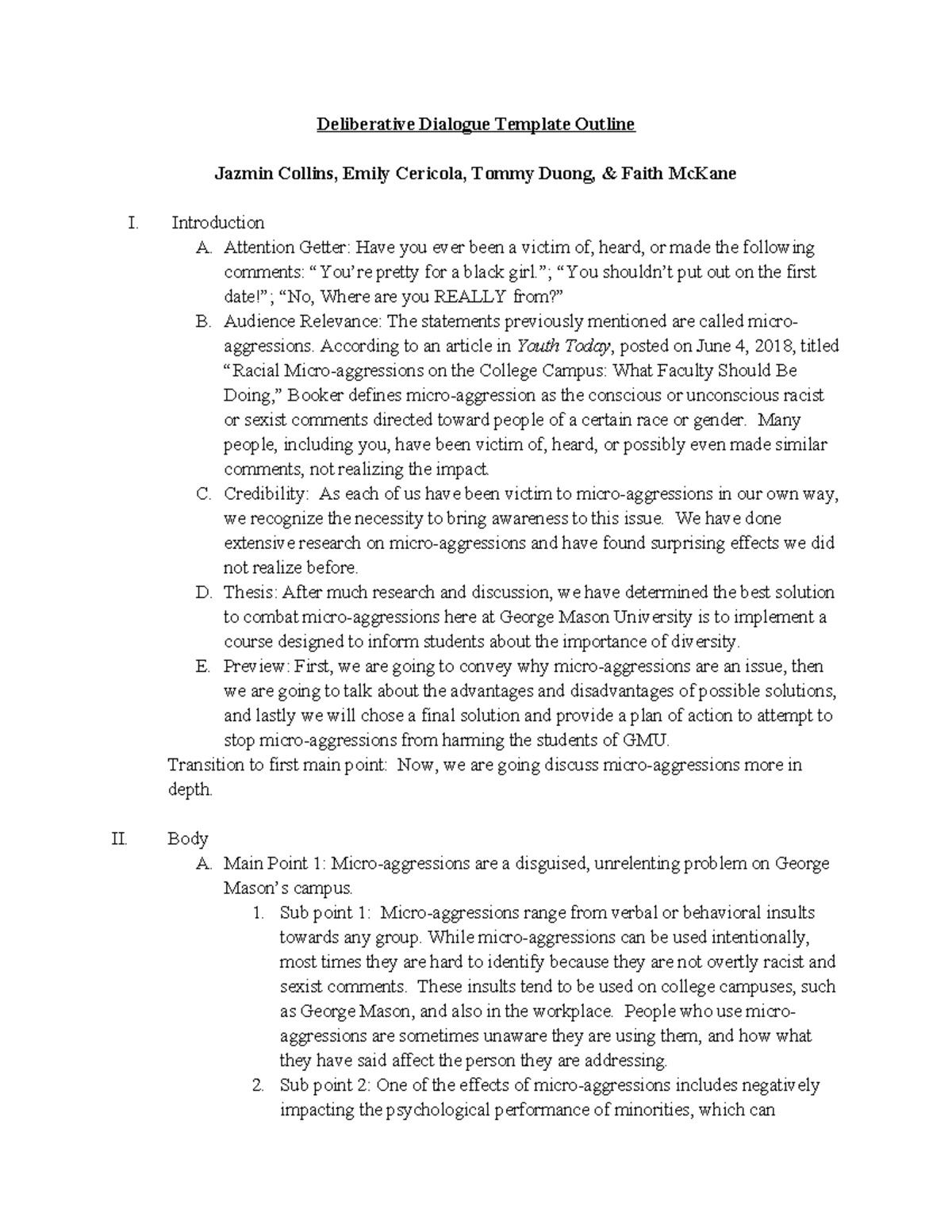 Example DD Presentation Outline-Micro Aggressions - Deliberative ...