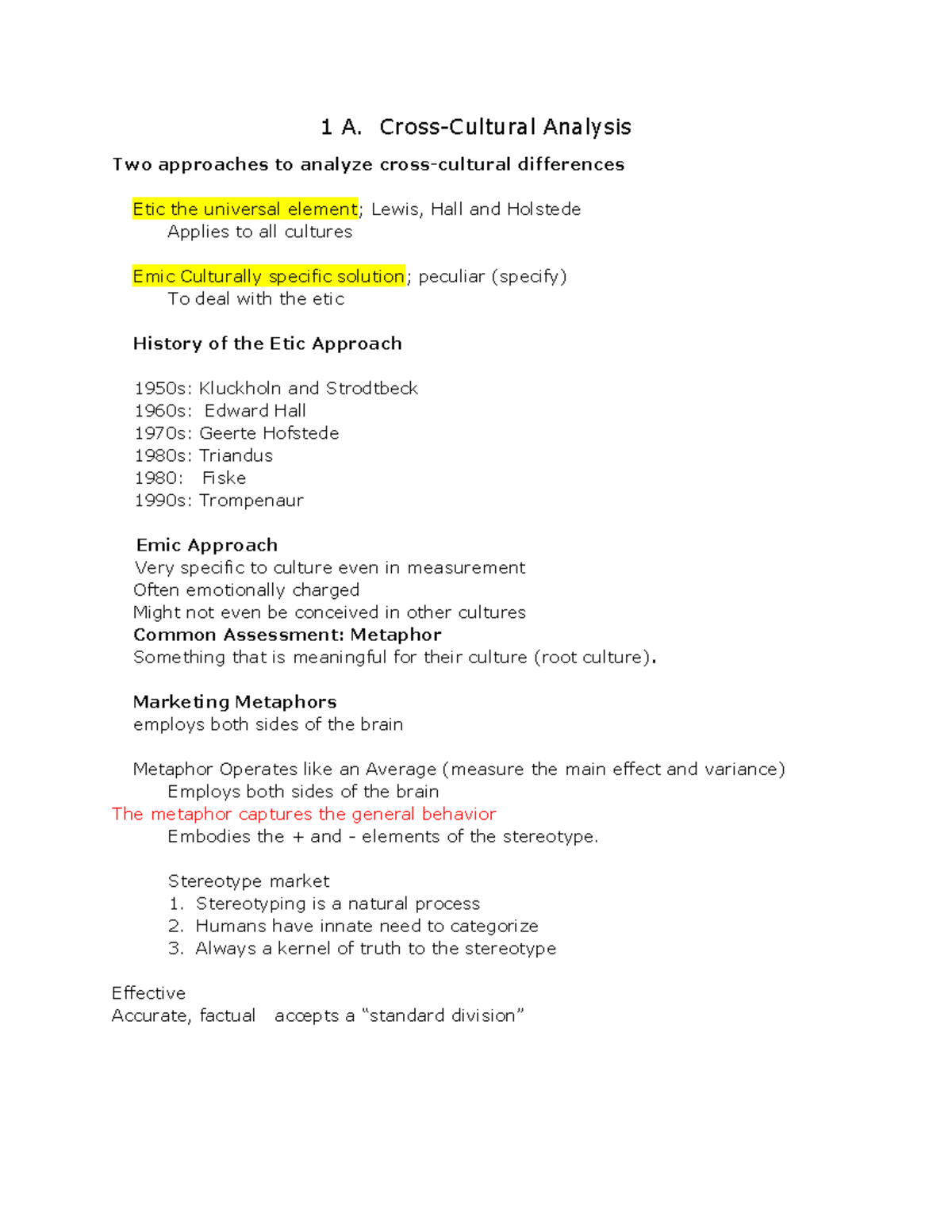 1 A Transcript Cross-Cultural aproaches Etic Emic-1 - 1 A. Cross ...
