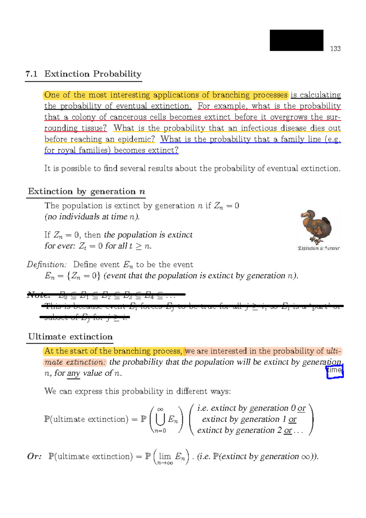 Branching Processes Part 2 - 133 7 Extinction Probability One of the most interesting ...