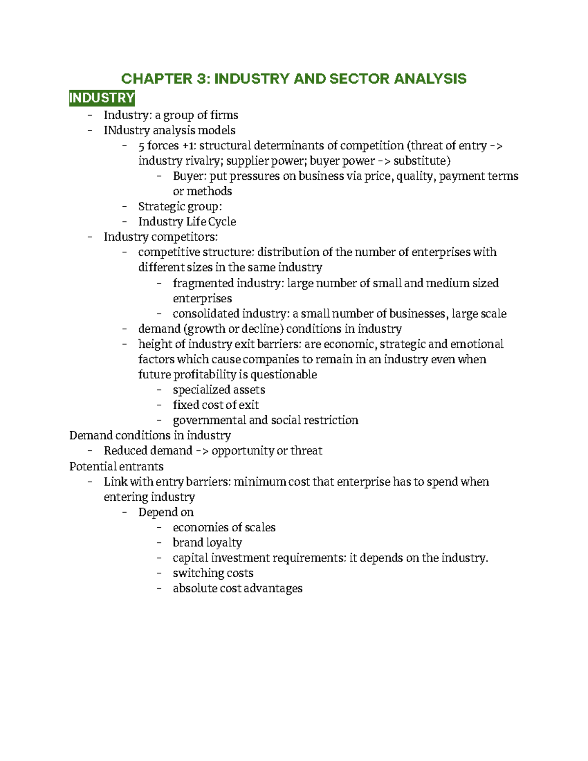 Industry AND Sector Analysis - CHAPTER 3: INDUSTRY AND SECTOR ANALYSIS ...