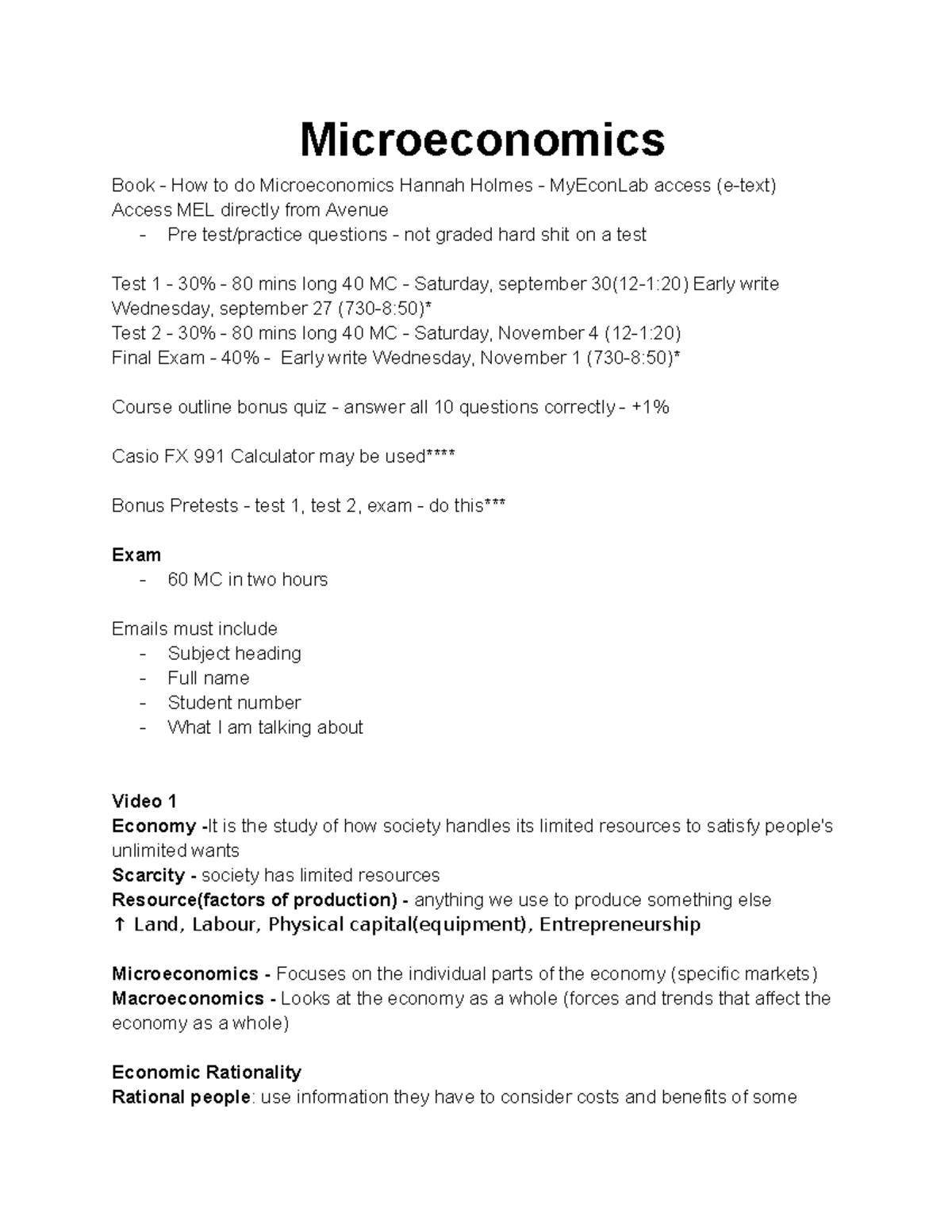 Microeconomics - Lecture notes video notes - Microeconomics Book - How ...