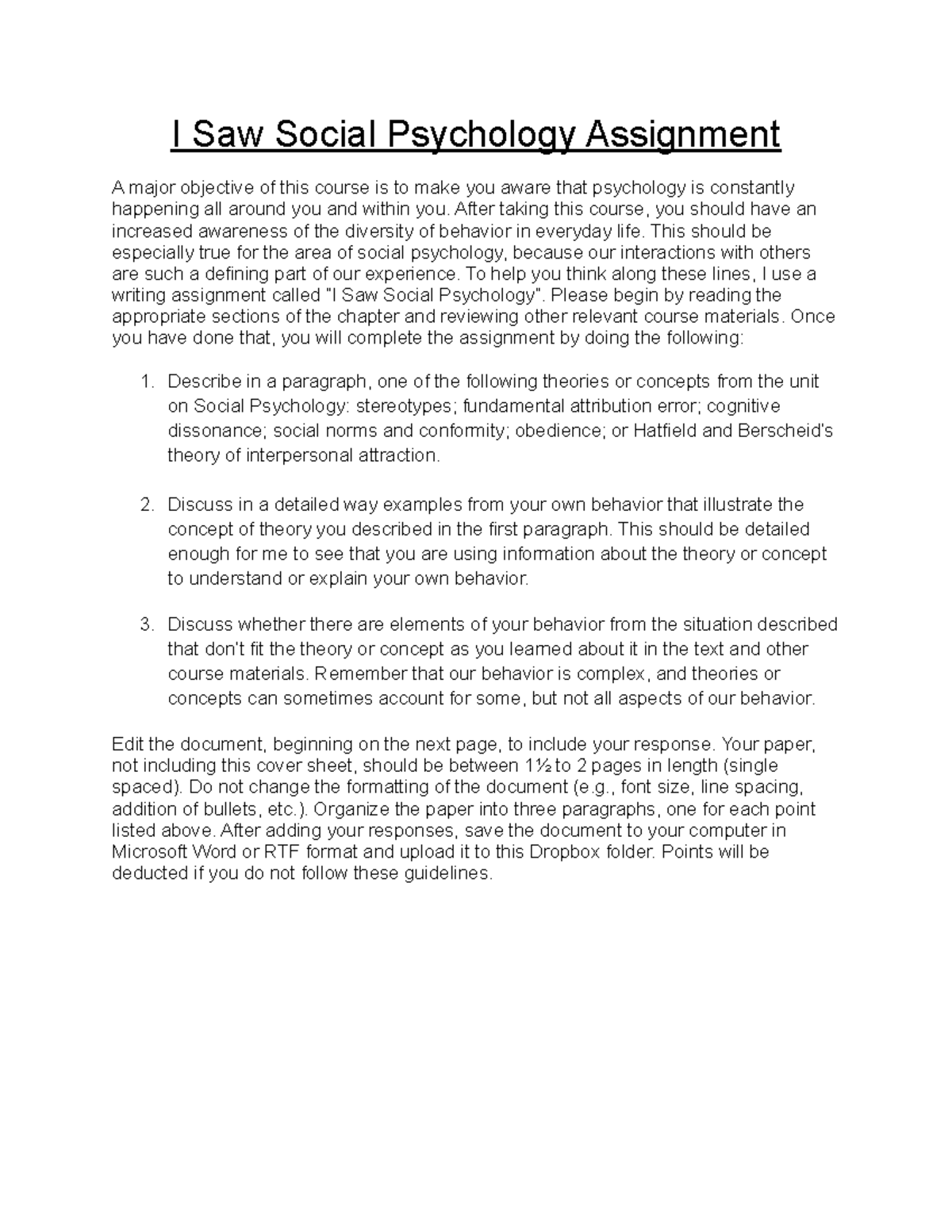 Chapter 12 Assignment - I Saw Social Psychology - I Saw Social ... Chapter 12 Assignment - I Saw Social Psychology - I Saw Social ...
