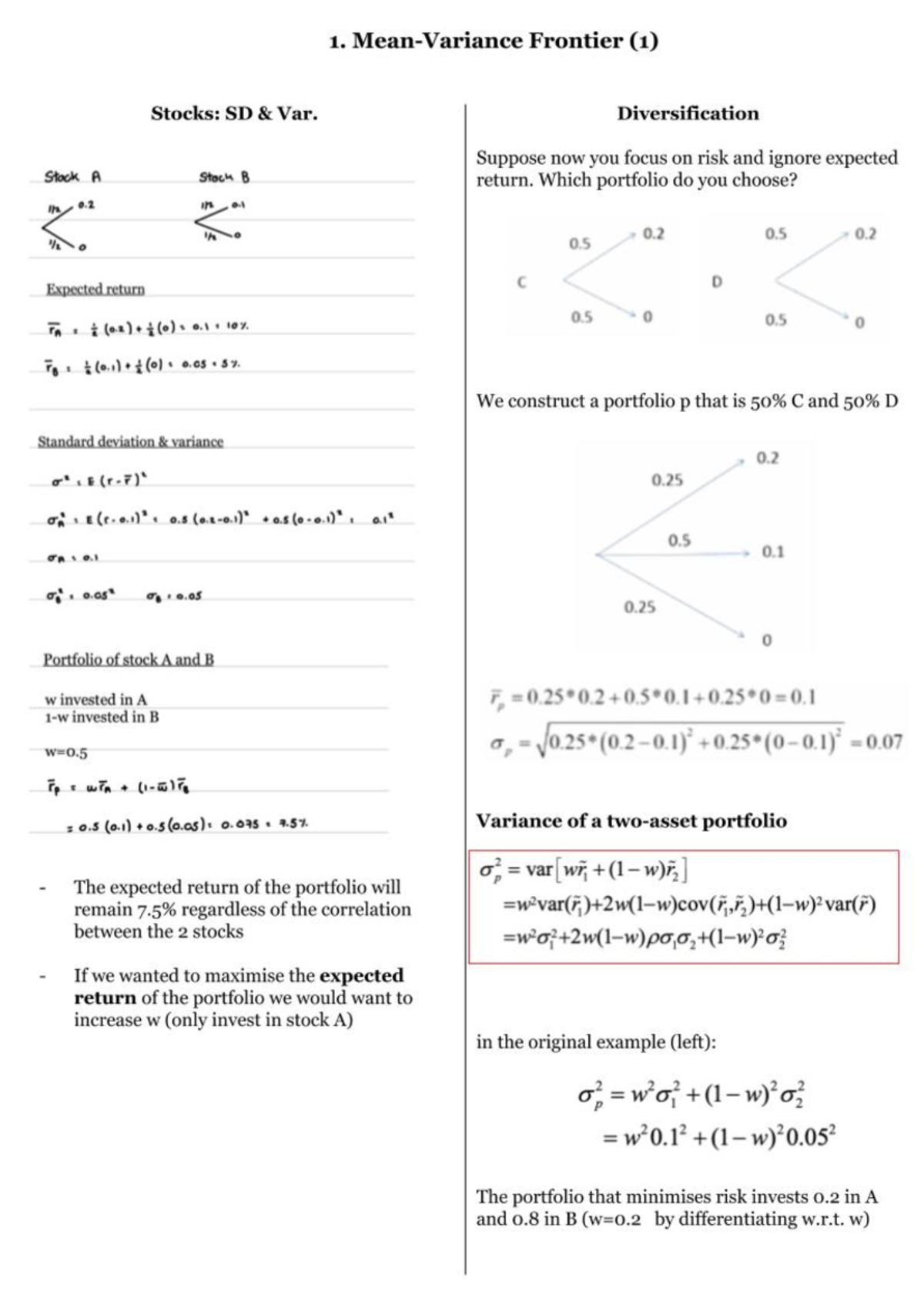 1. Mean-Variance Frontier - EC333 - Studocu