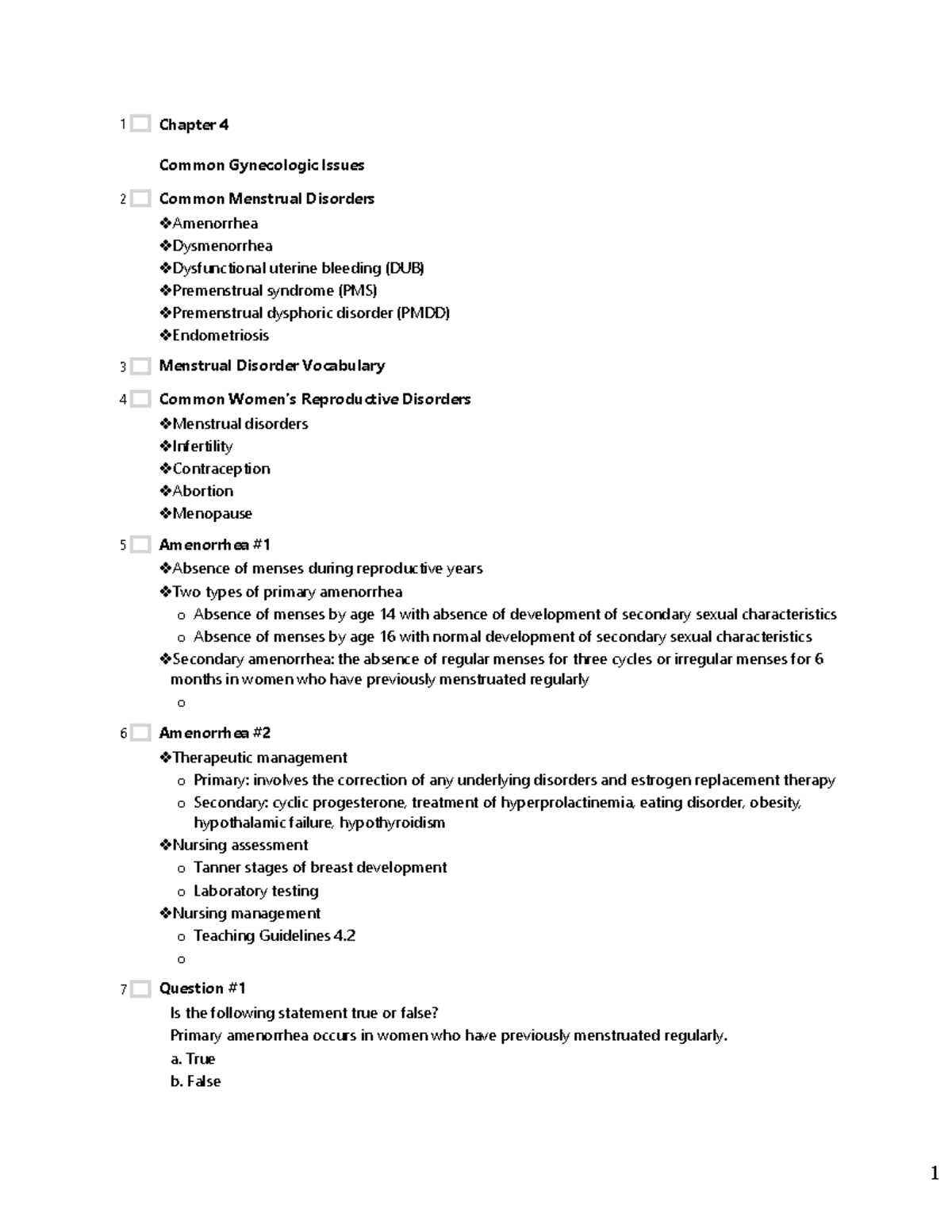 Chapter 4 OB - marple - Chapter 4 Common Gynecologic Issues Common Menstrual Disorders ...