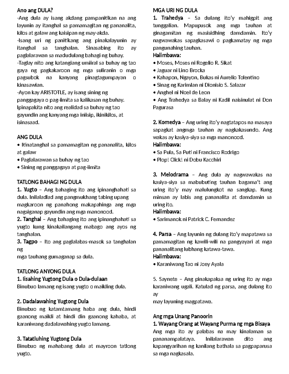 FIL 13 - FIL 13 - Ano ang DULA? -Ang dula ay isang akdang pampanitikan ...
