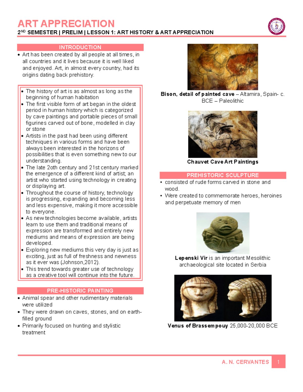 Art Appreciation - ART APPRECIATION 2 ND SEMESTER | PRELIM | LESSON 1 ...