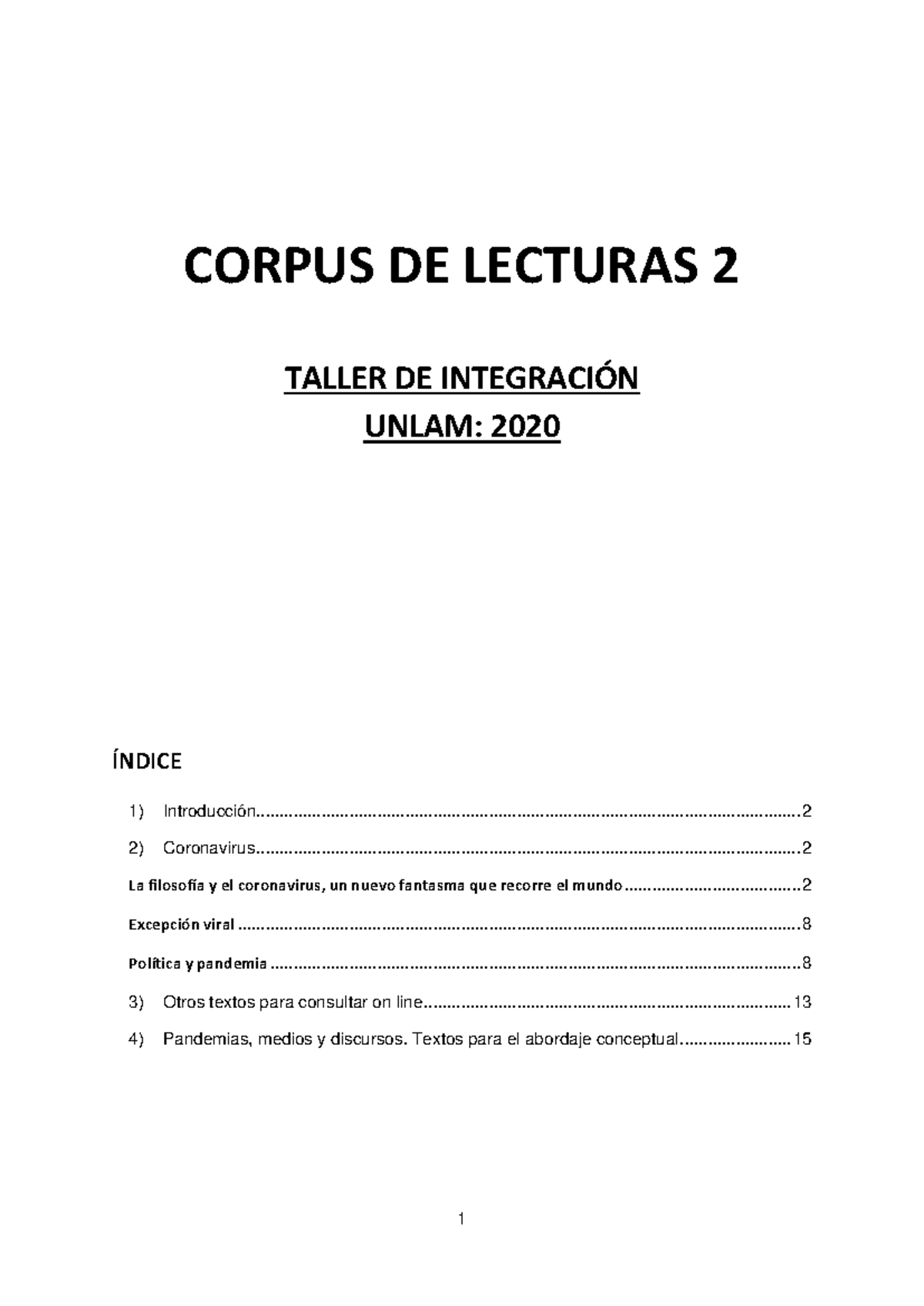 Corpus DE Lecturas Pandemia Coronavirus 2 - Warning: TT: undefined function: 32 Warning: TT ...