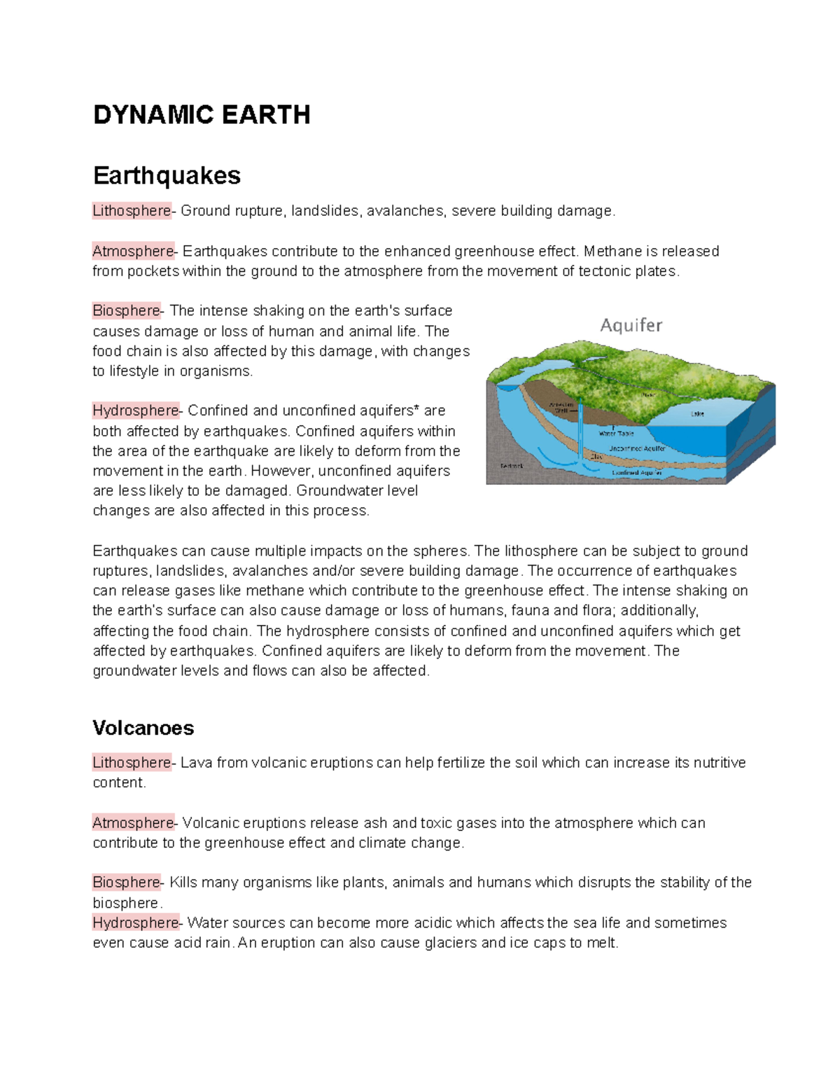 Yr 9 Half-yearly Notes - DYNAMIC EARTH Earthquakes Lithosphere- Ground ...