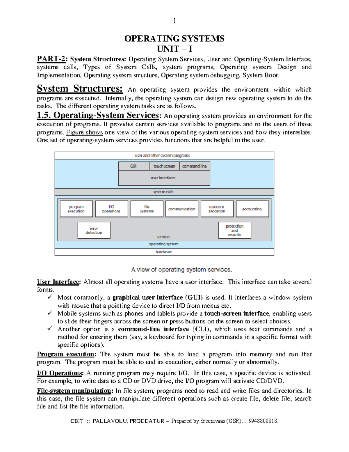 OS R19 UNIT 1 PART 2 - ASDRFTYUJIKO - OPERATING SYSTEMS UNIT – I PART- 2 : System Structures ...