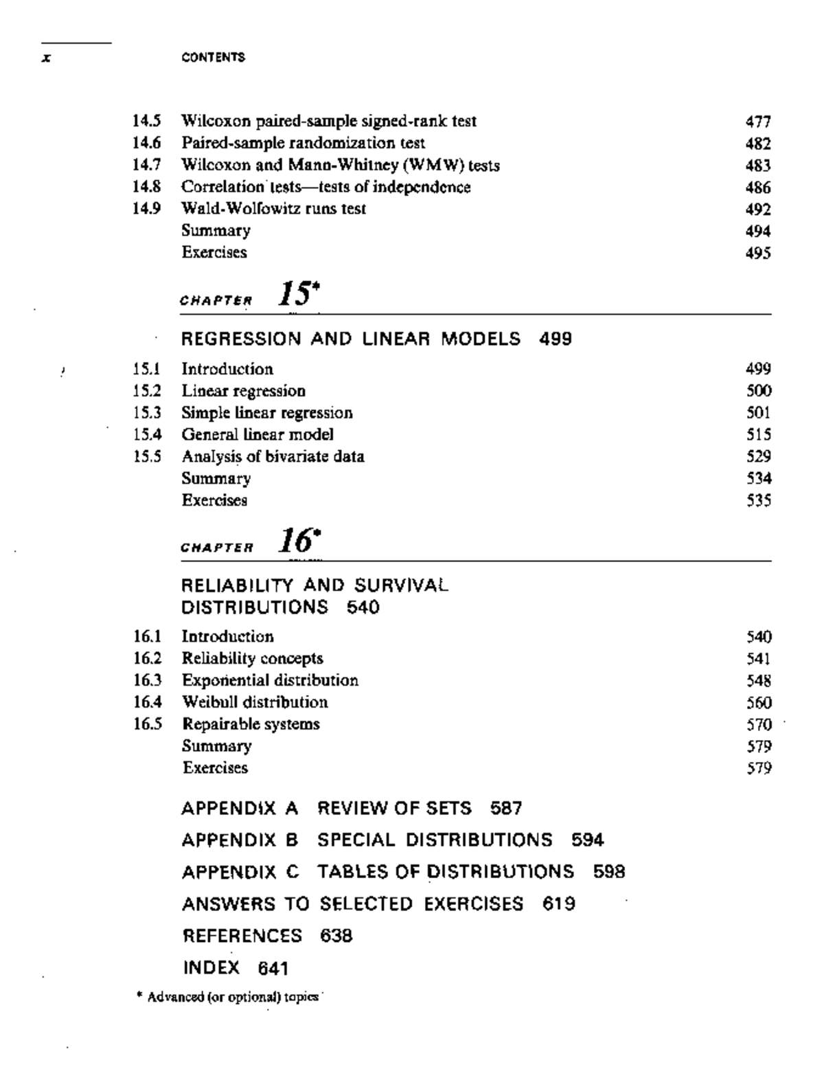 STAT 350 Textbook - Contents Page p7 - CONTENTS CHAPTER 16* 14 Wilcoxon ...