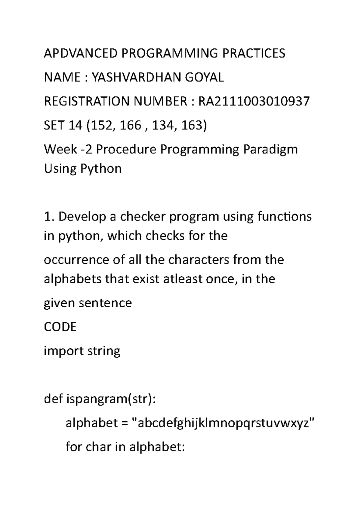 YVG 2 APP - APP solutions - APDVANCED PROGRAMMING PRACTICES NAME ...