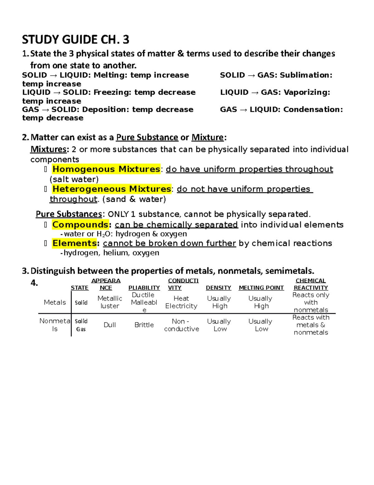 Chapter 3 - Lecture Notes - STUDY GUIDE CH. 3 1 the 3 physical states ...