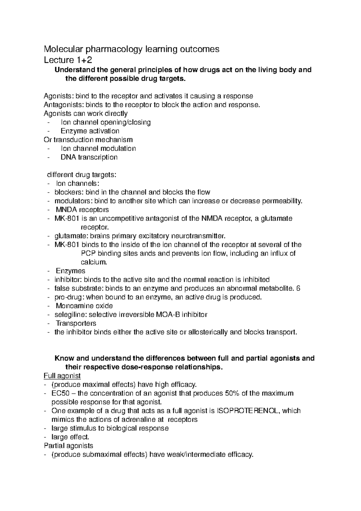 Molecular pharmacology - 1+2 LO - Molecular pharmacology learning ...