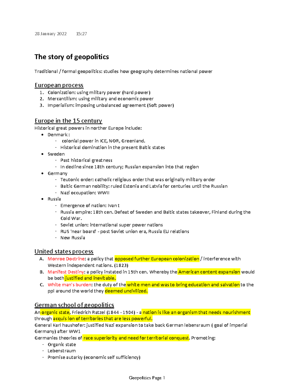 The story of geopolitics - The story of geopolitics Traditional ...