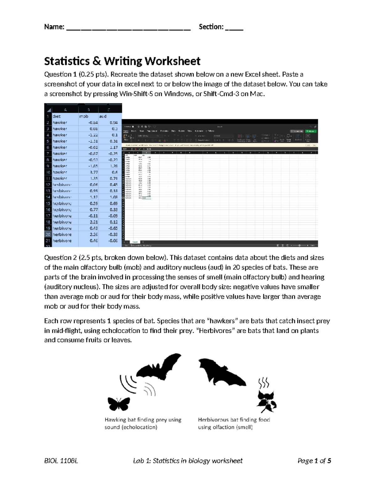 2024 lab 01 stats worksheet - Statistics & Writing Worksheet Question 1 ...