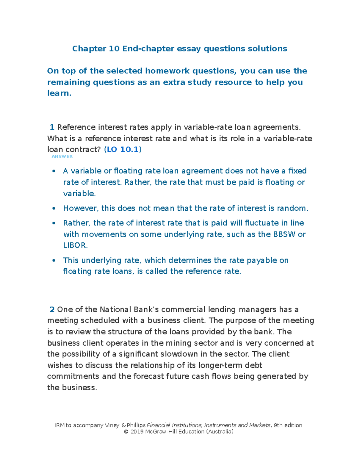 Chapter 1 essay questions solutions - Chapter 10 End-chapter essay ...