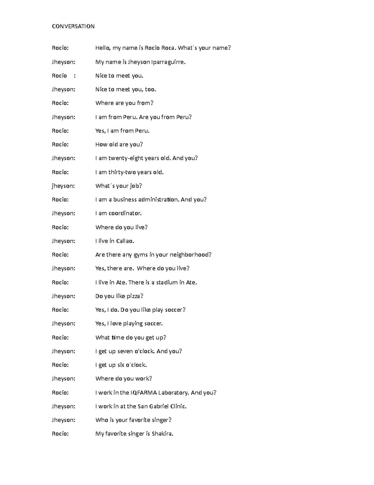 Conversation IN Inglish trabajo final de curso - CONVERSATION Rocio ...