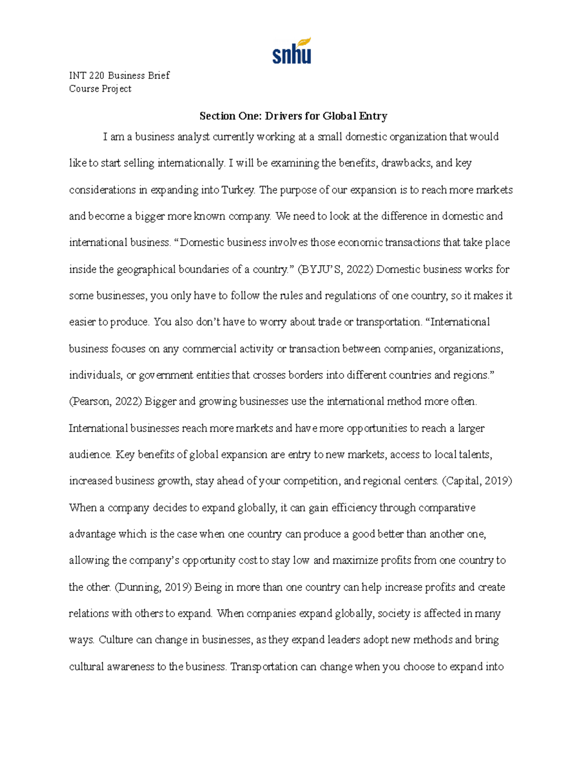 Business Brief Final Project INT 220 Business Brief Course Project business-brief-final-project-int-220-business-brief-course-project