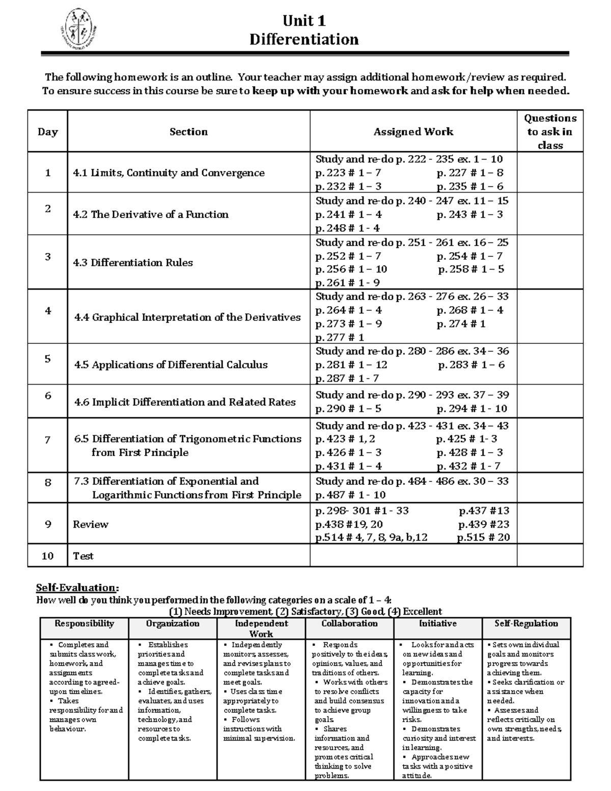 Unit 1 Workbook - Math practice for HL Year 2 - Unit 1 Differentiation ...