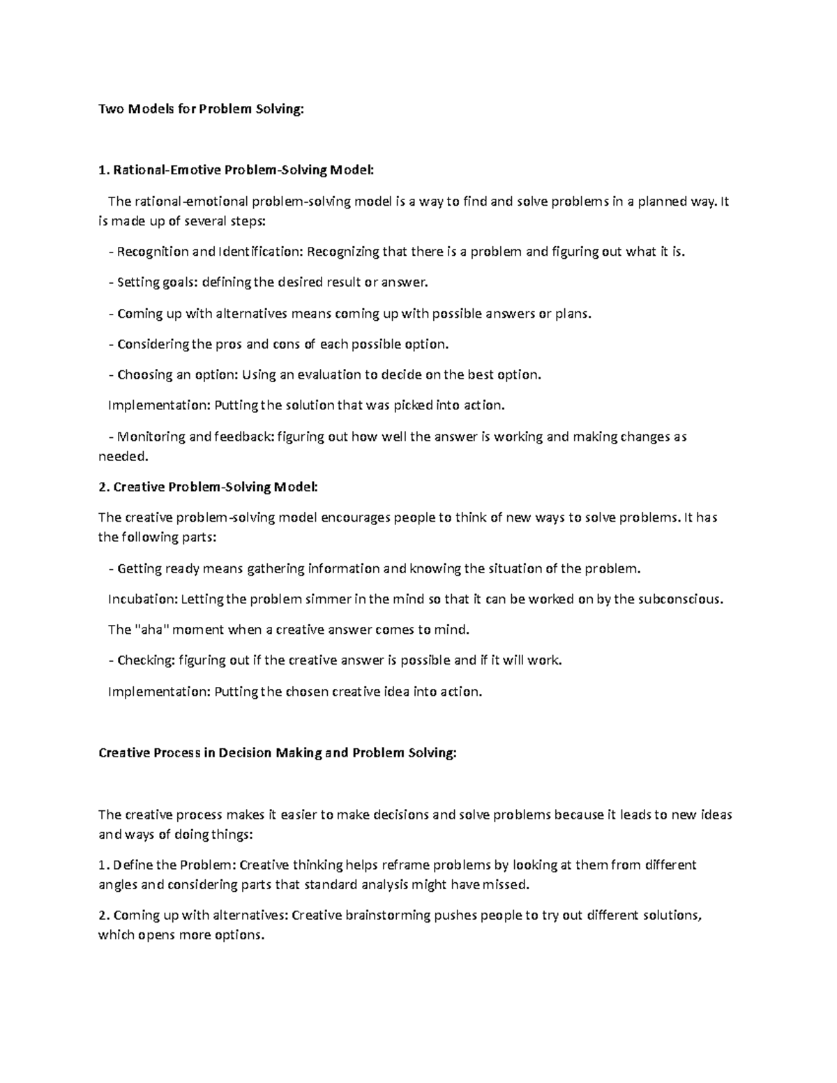 Using Data for Problem Solving - Two Models for Problem Solving ...