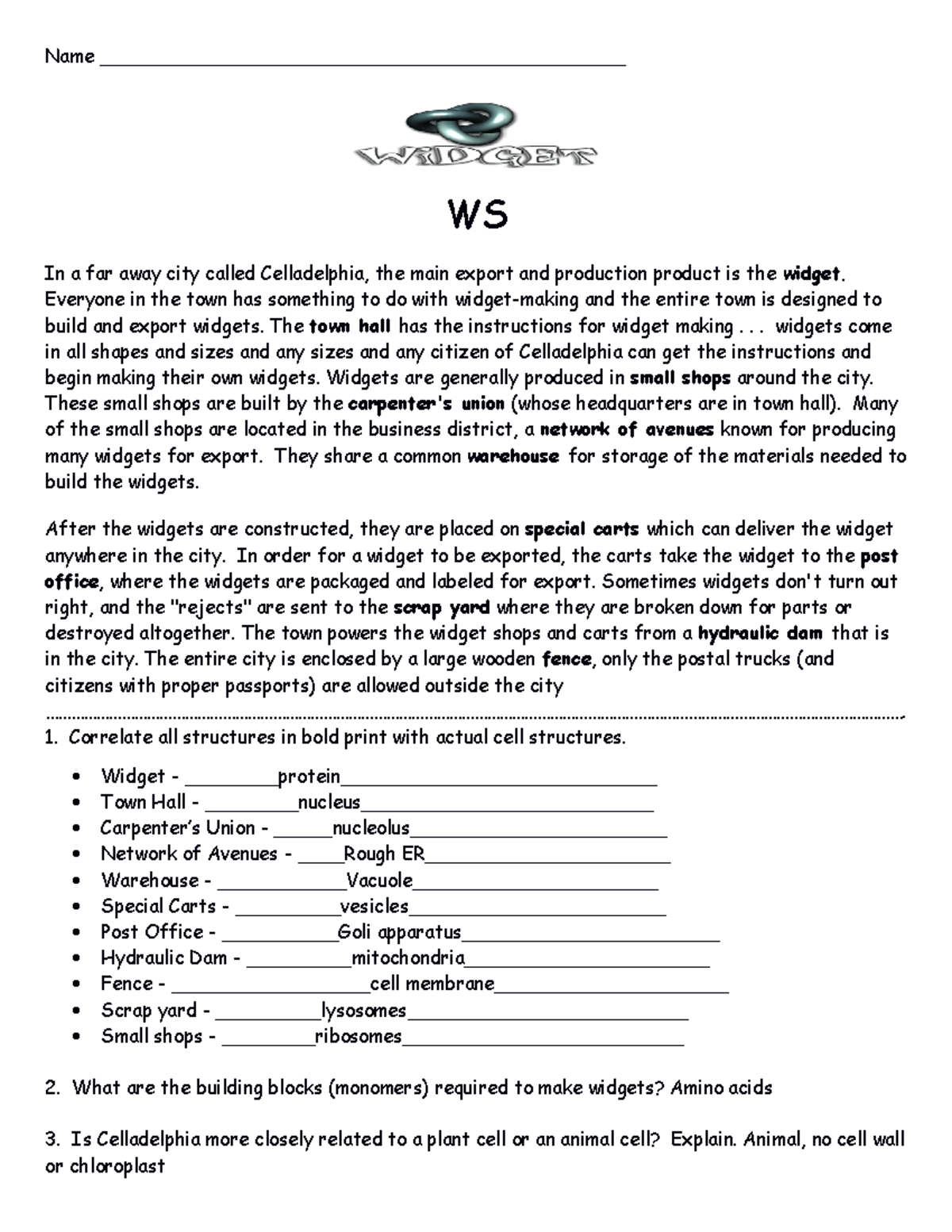 Widget WS answers - n/a - Name ...