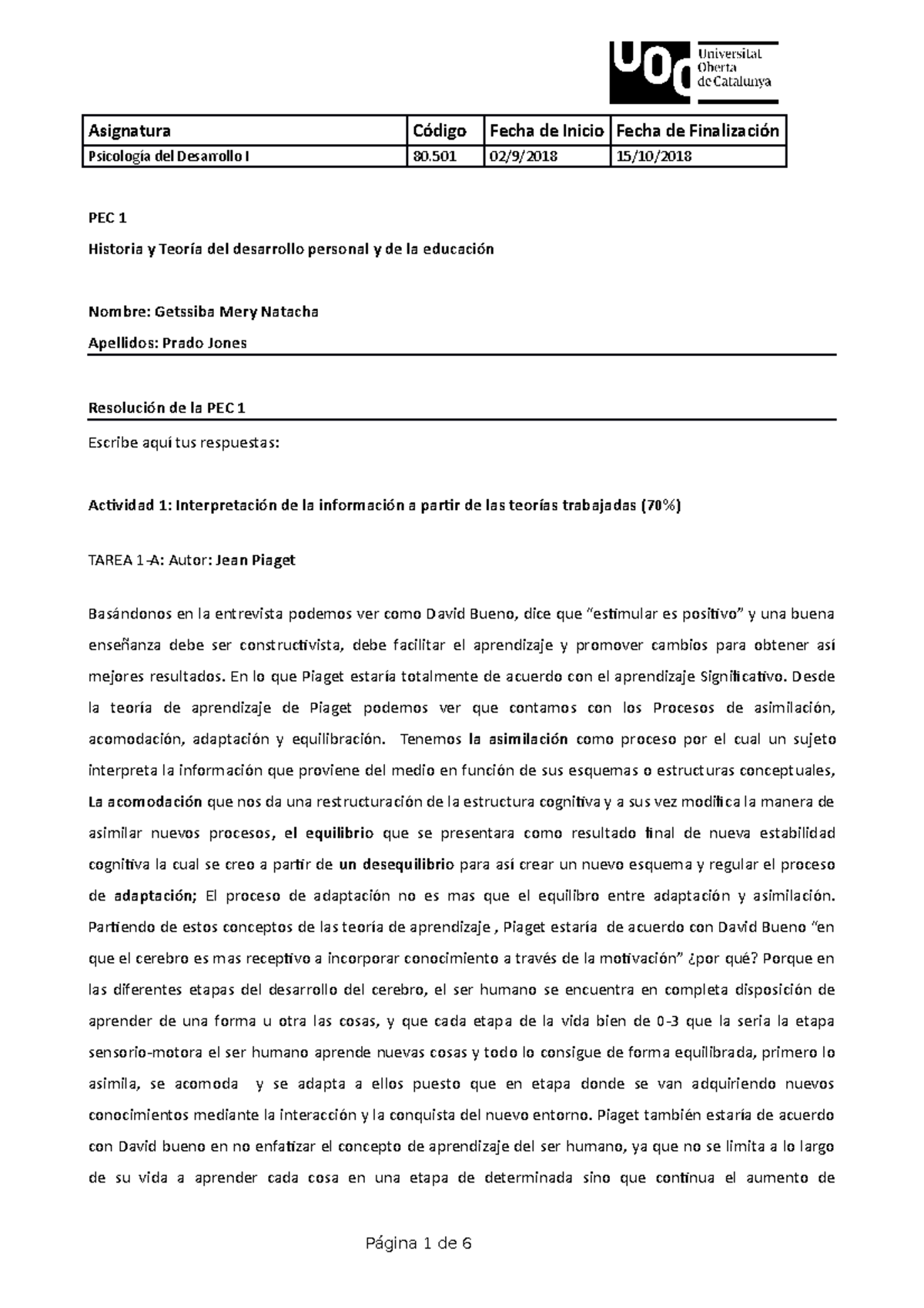 Plantilla entrega PEC1 PDI - Asignatura Fecha de Inicio Fecha de del ...