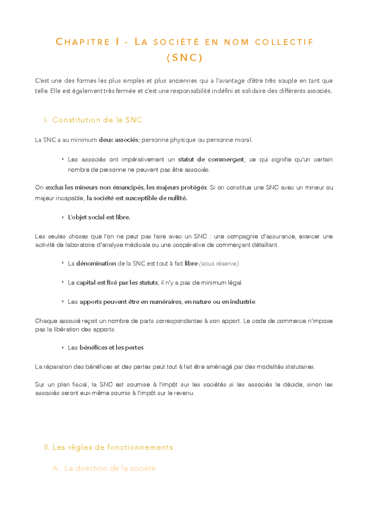 La société en nom collectif - CHAPITRE I - LA SOCIÉTÉ EN NOM COLLECTIF ...