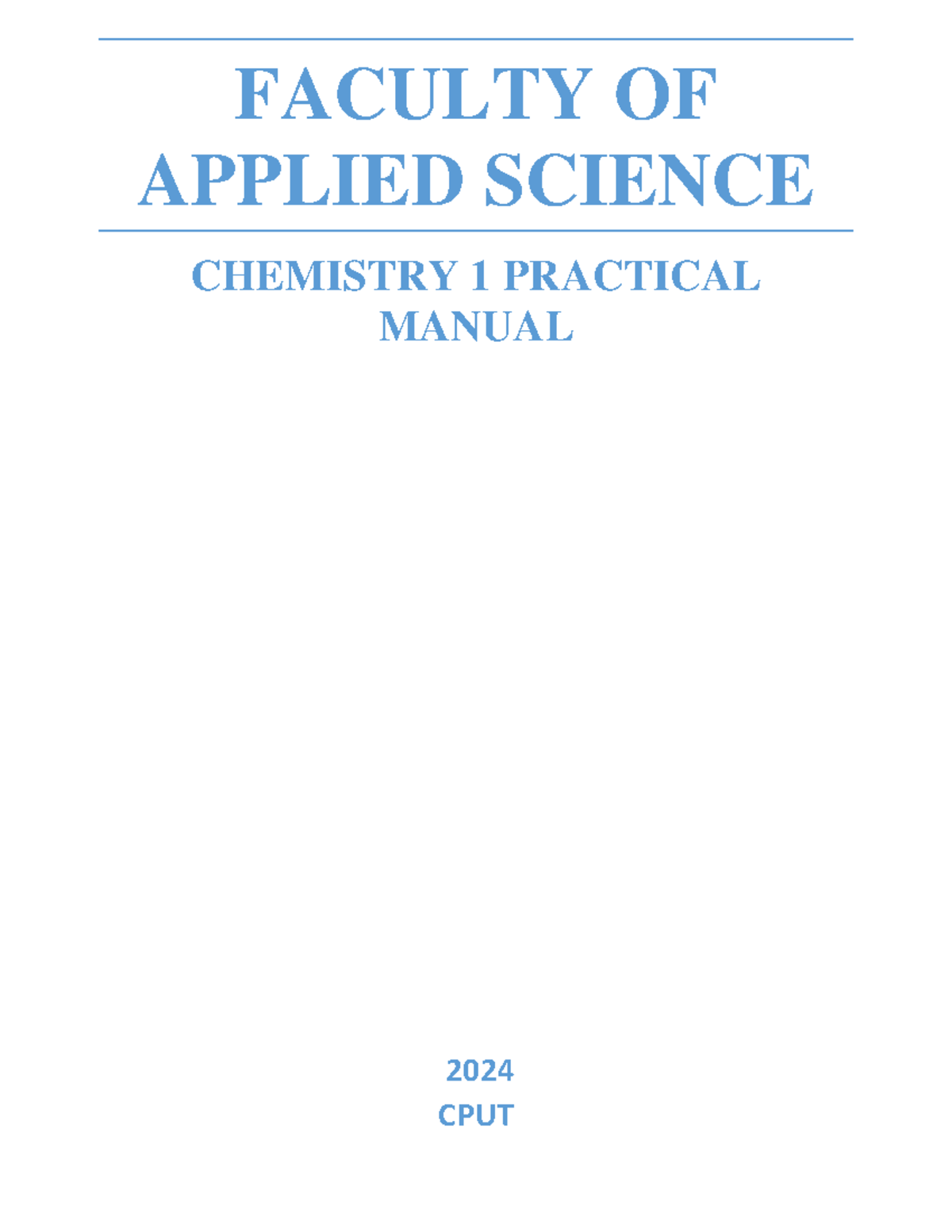 Chemistry 1 prac manual ECM150X - FACULTY OF APPLIED SCIENCE CHEMISTRY ...