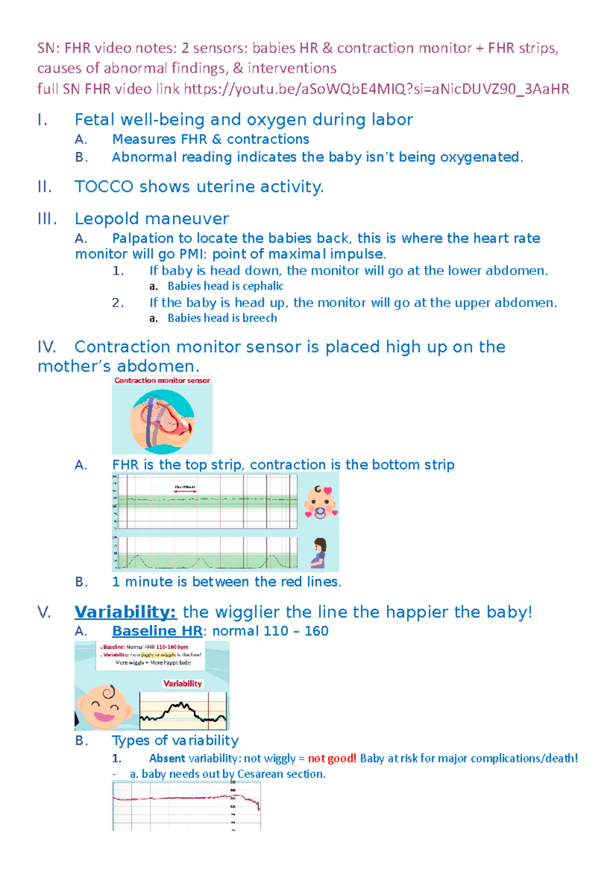 Fetal Heart Rate Monitoring 2 - SN: FHR video notes: 2 sensors: babies ...