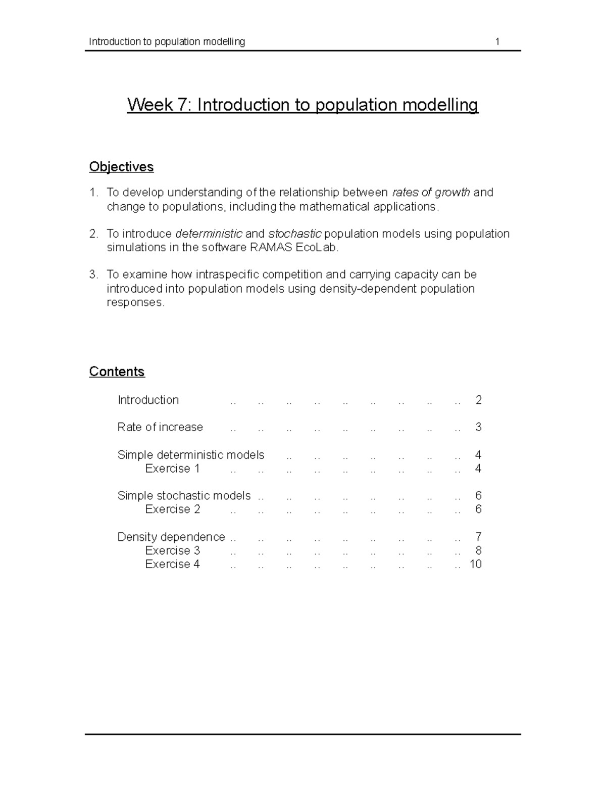 Week 7 Introduction to population modelling Answers - Week 7 ...