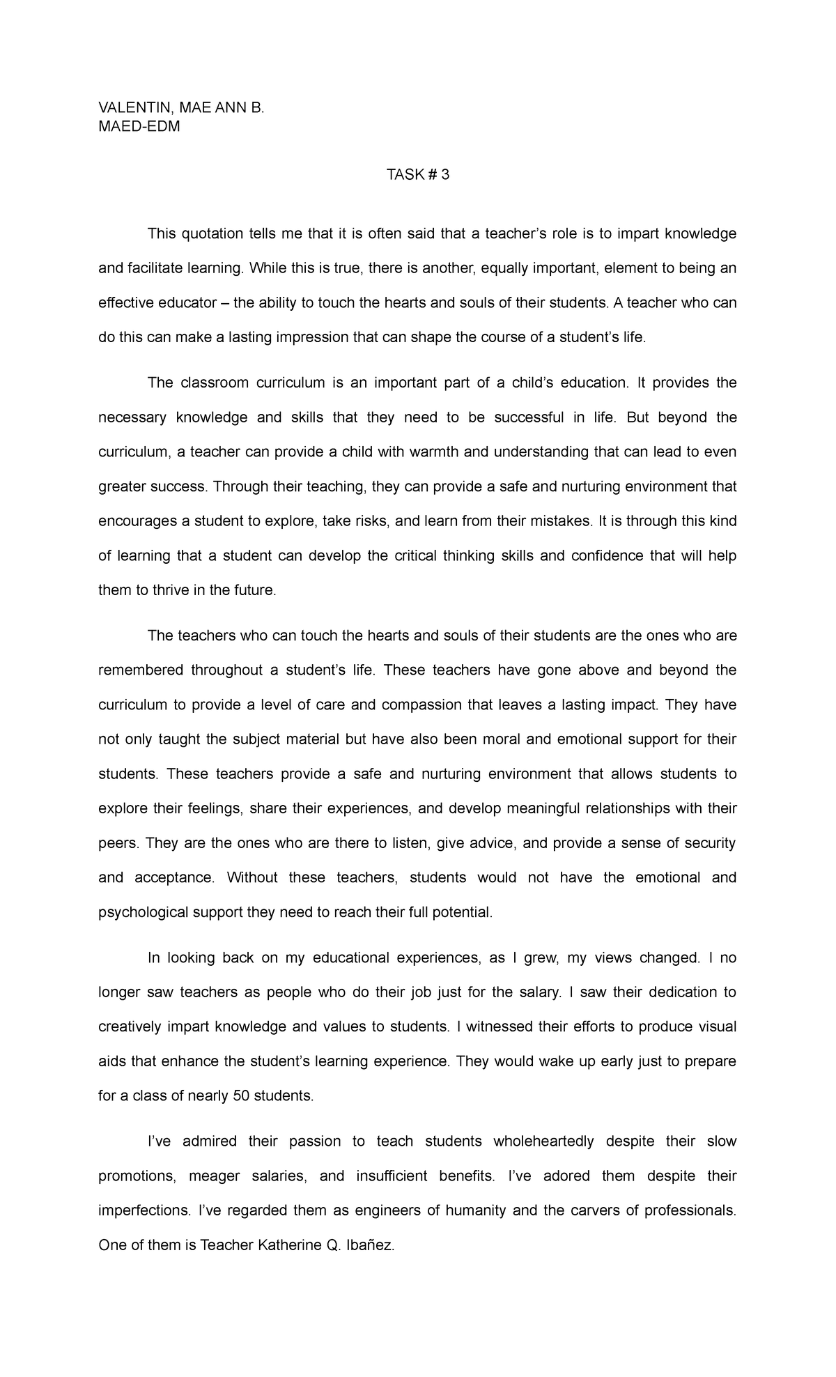 Valentin TASK 3 - Reflection about Teaching Profession - VALENTIN, MAE ...