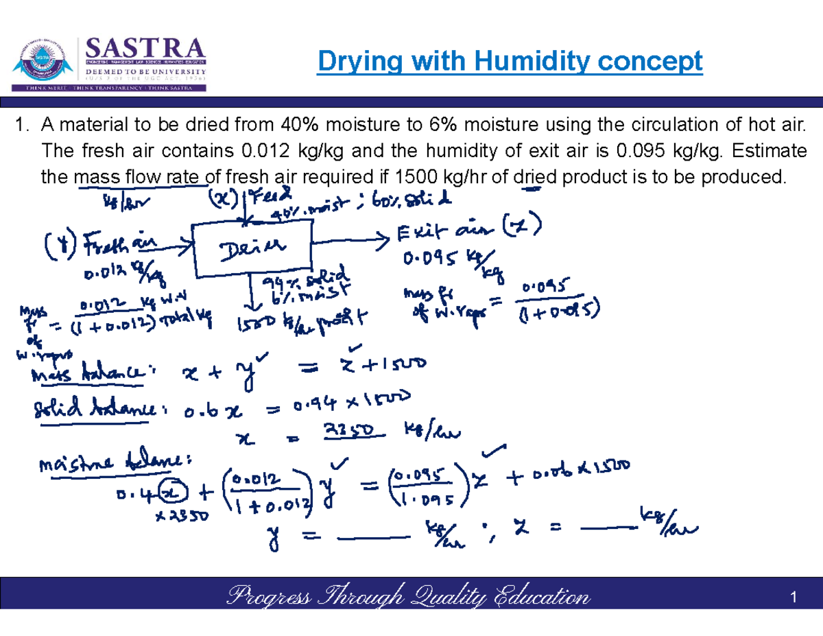 CHE101- lect 33, 34 - process calculations notes - Drying with Humidity ...