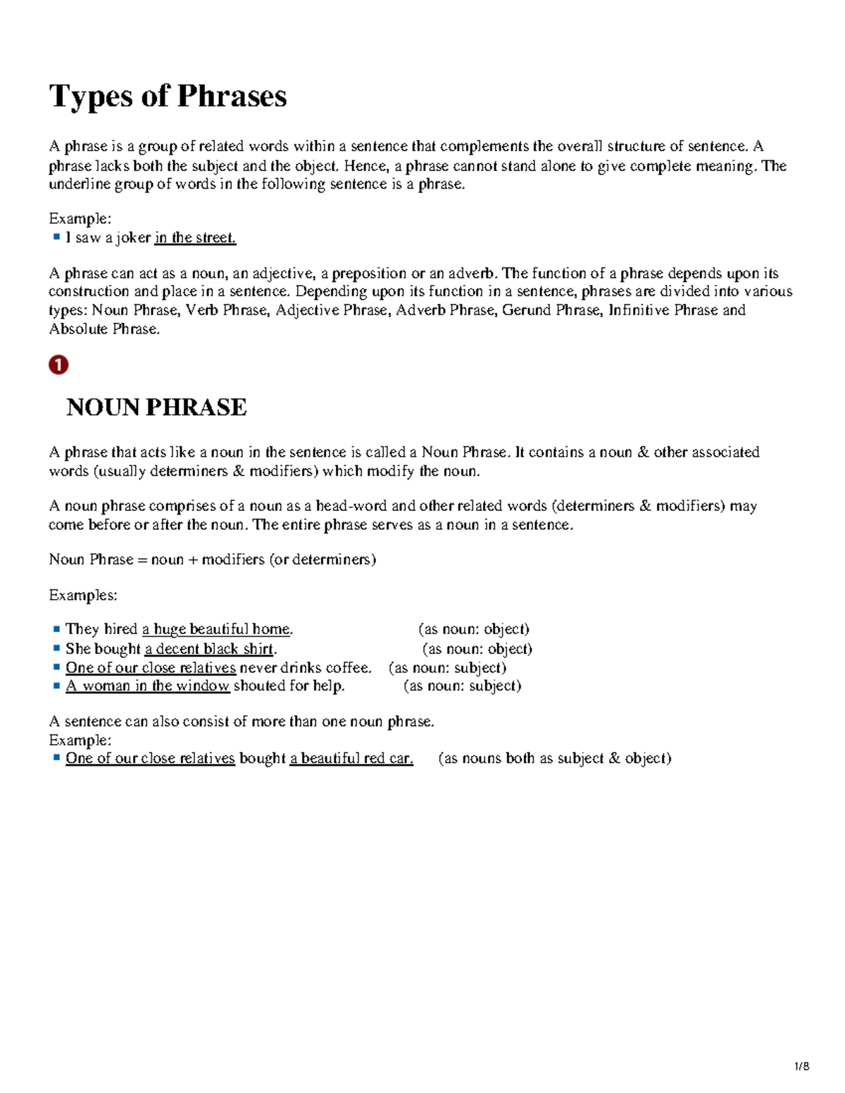 Types-of-phrases - Types of Phrases A phrase is a group of related ...