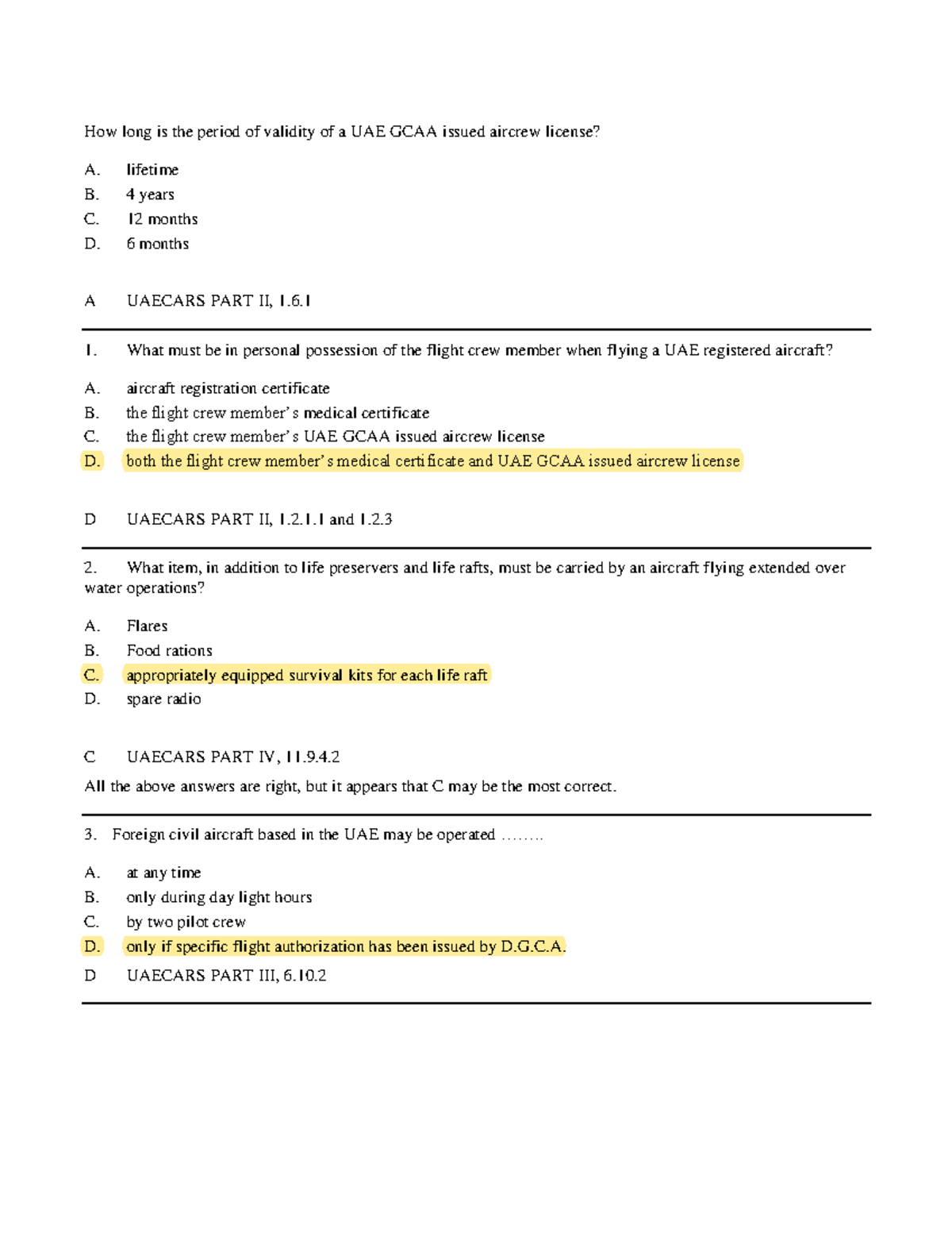 213273466 GCAA UAE Airlaw Question Bank - How long is the period of ...