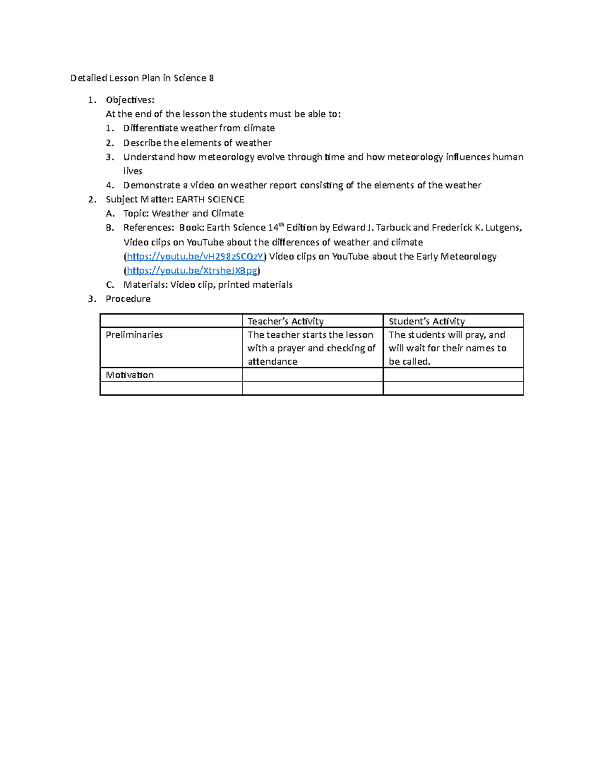 Detailed Lesson Plan in Science 8 - Bachelor of Secondary Education ...