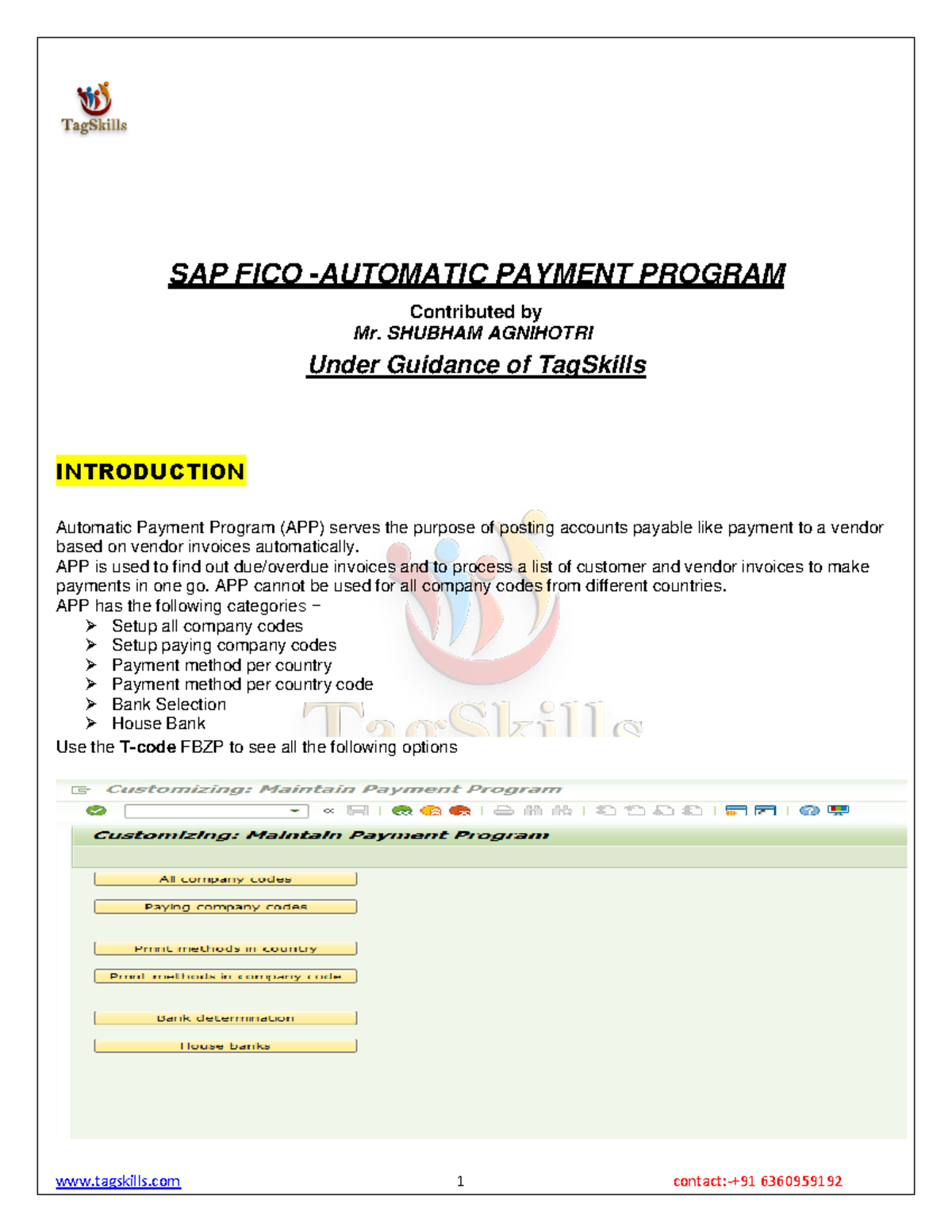APP Configuration and Payment -1 - SAP FICO -AUTOMATIC PAYMENT PROGRAM Contributed by Mr ...