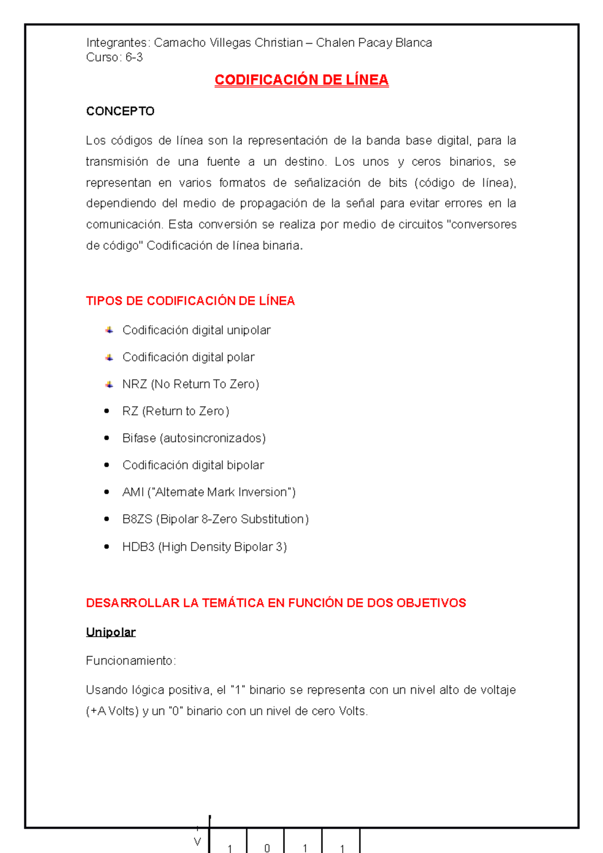 Codificación de linea-concepto, tipos de codificacion-aplicacion ...