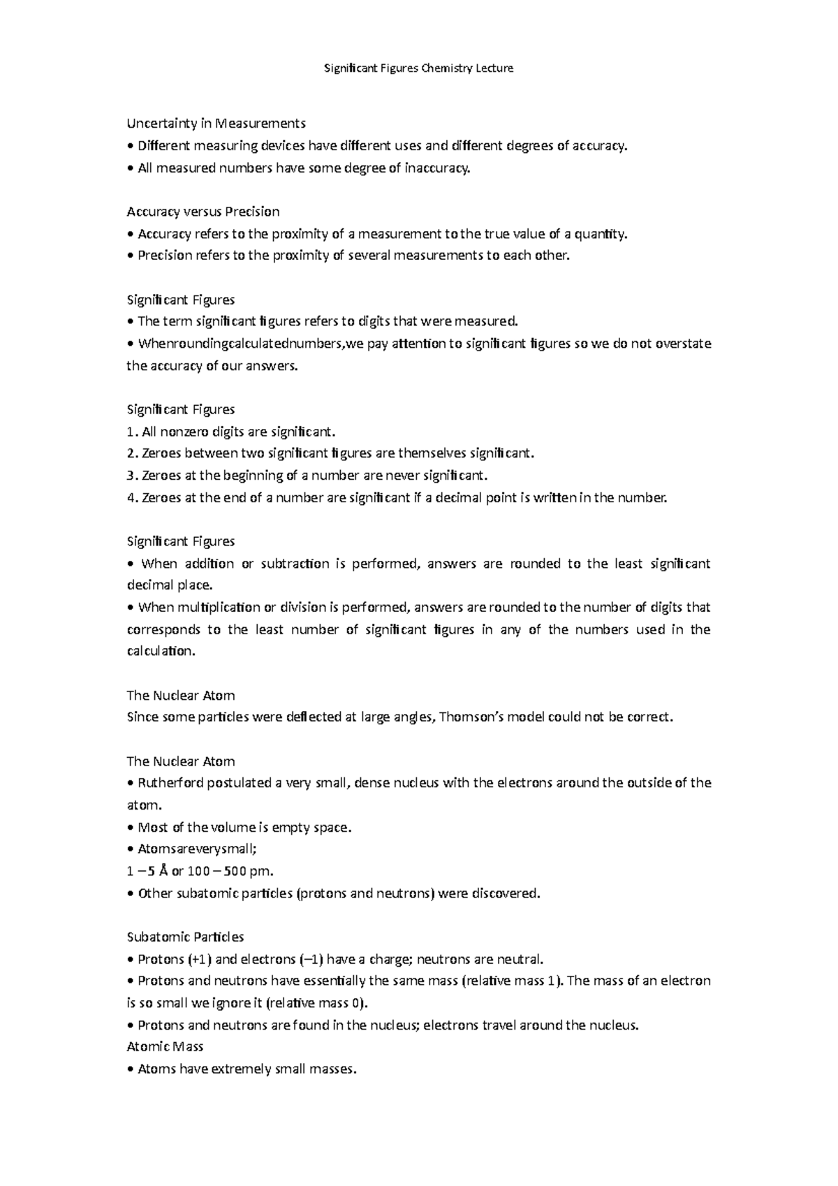 Significant Figures Chemistry Lecture - Significant Figures Chemistry ...