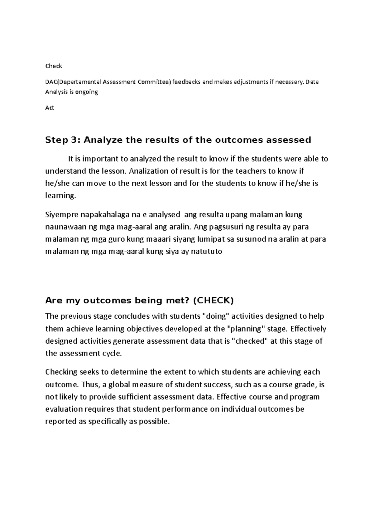 Assessedment Script - Check DAC(Departamental Assessment Committee ...