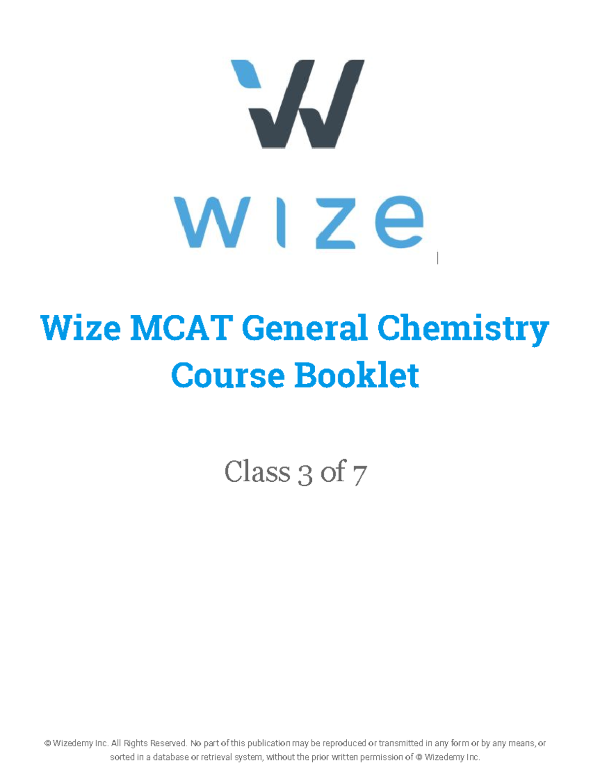 G-chem 3 Course Booklet Notes - Wize MCAT General Chemistry Course ...