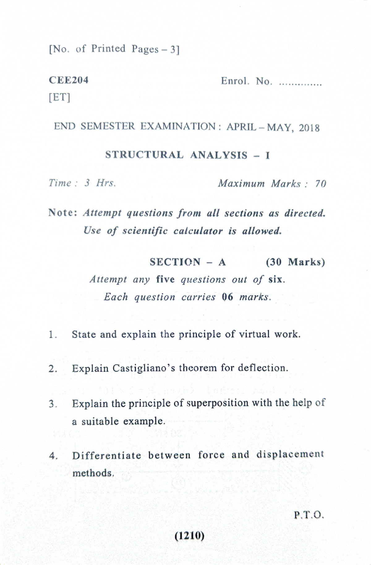 Sa1 2018 Structural Analysis Assignment Basic Civil Engineering
