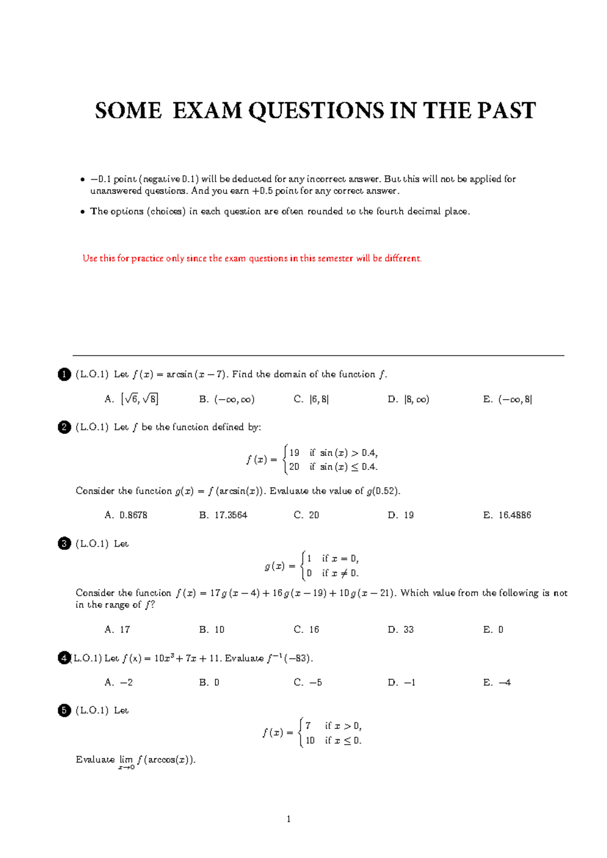 Some old questions - Midterm - − unanswered 0. 1 point (negative questions. 0. 1 And) will you ...