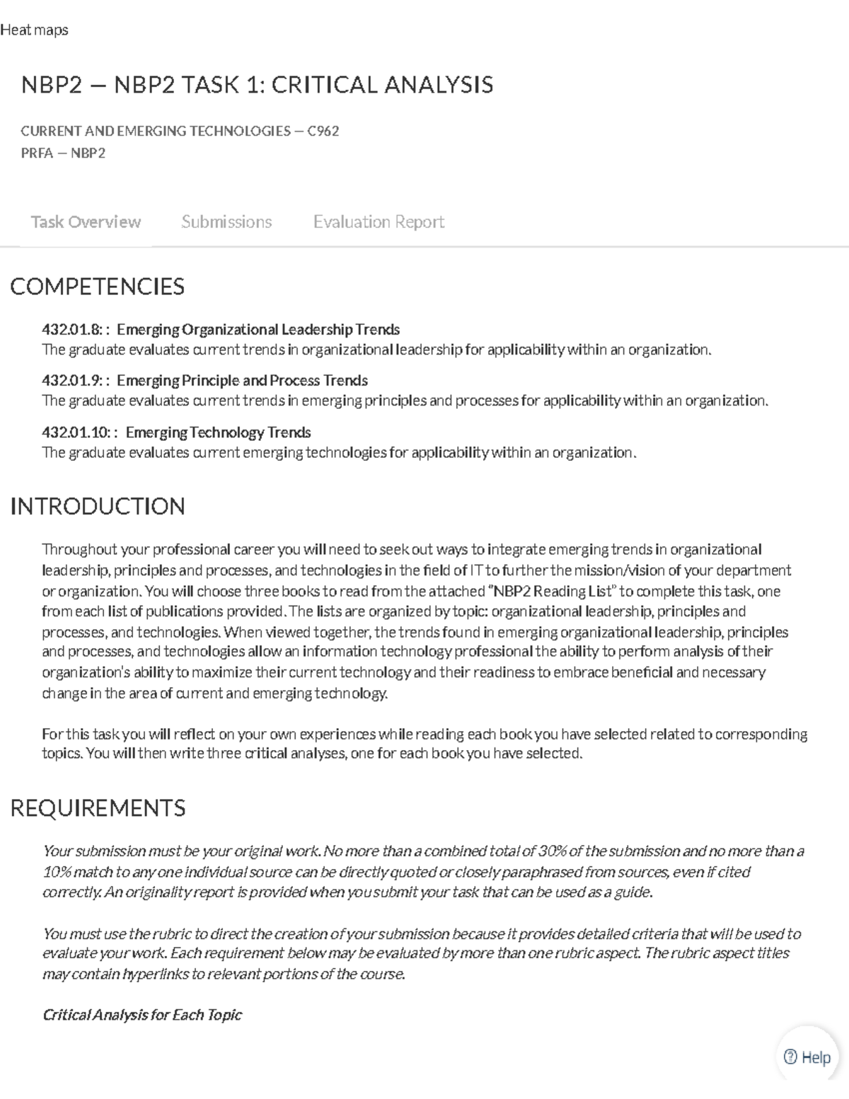 WGU Performance Assessment - Heat maps NBP2 — NBP2 TASK 1: CRITICAL ...