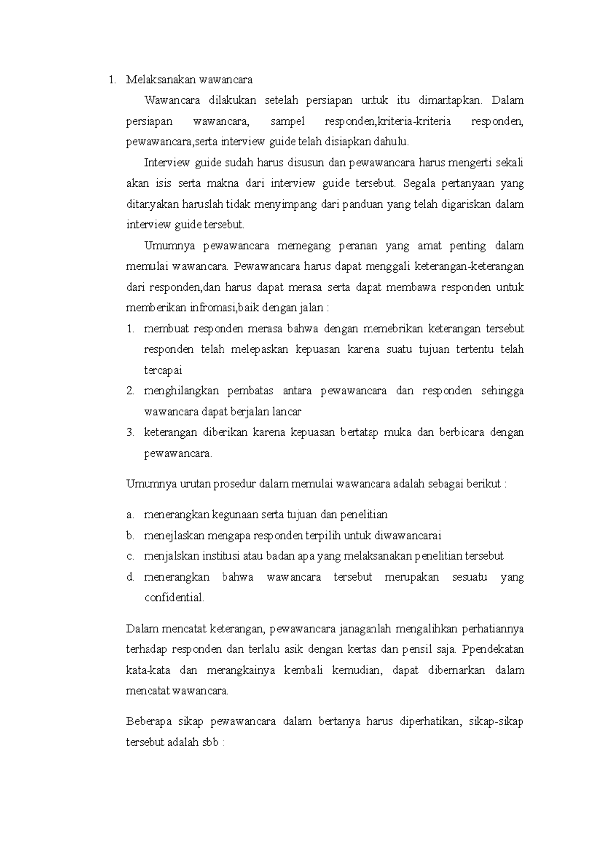 Materi Metolid BAB 10 Revisi - Melaksanakan wawancara Wawancara ...