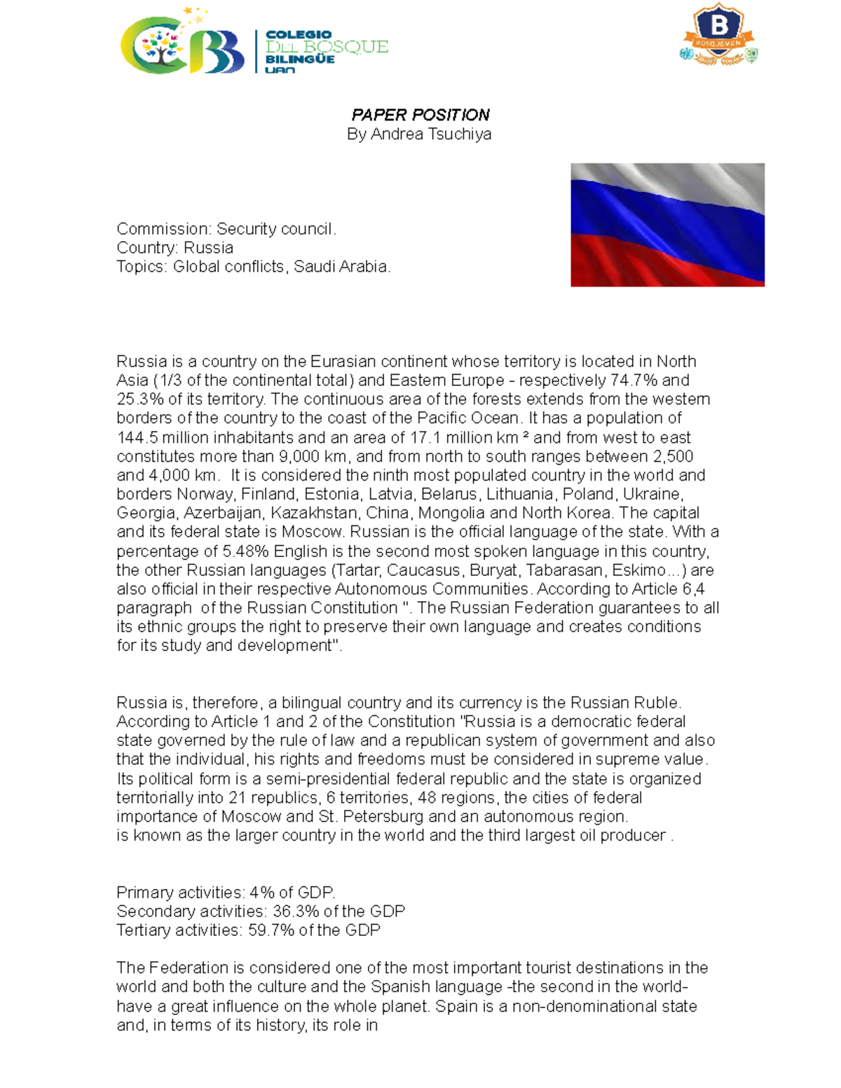 Papel de posicion Rusia -2020 - PAPER POSITION By Andrea Tsuchiya ...